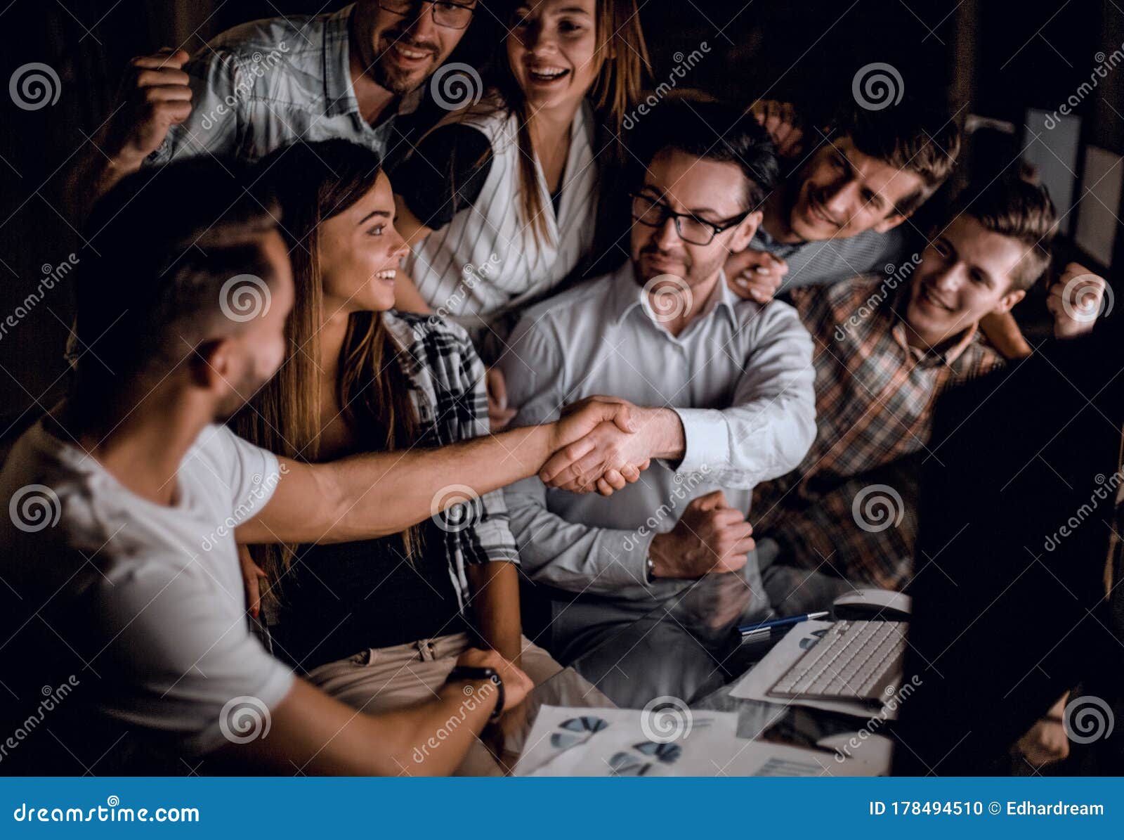 Handshake of Business People in the Circle of Colleagues Stock Photo ...