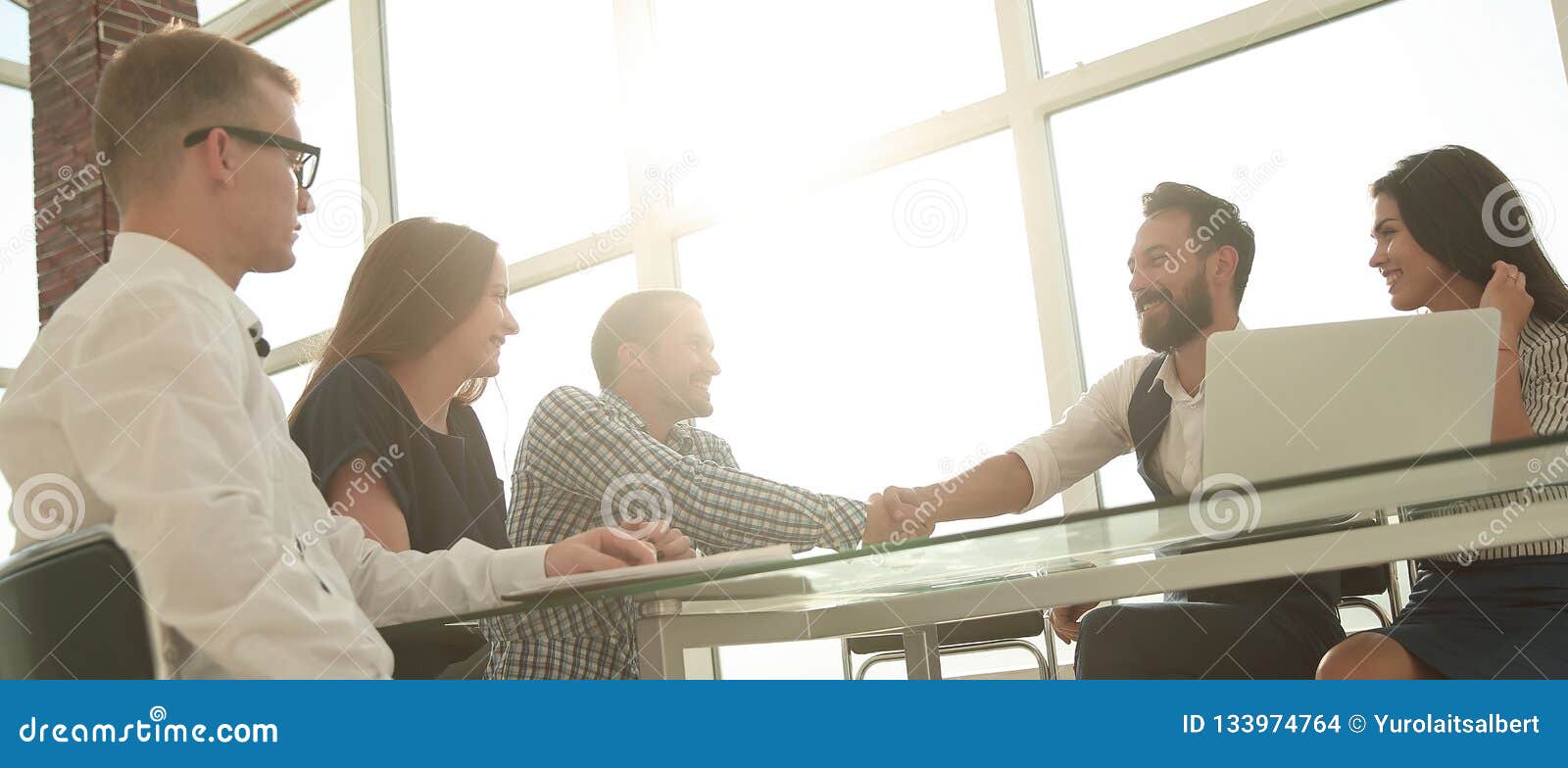 Handshake Business People Over the Desk in the Office Stock Photo ...