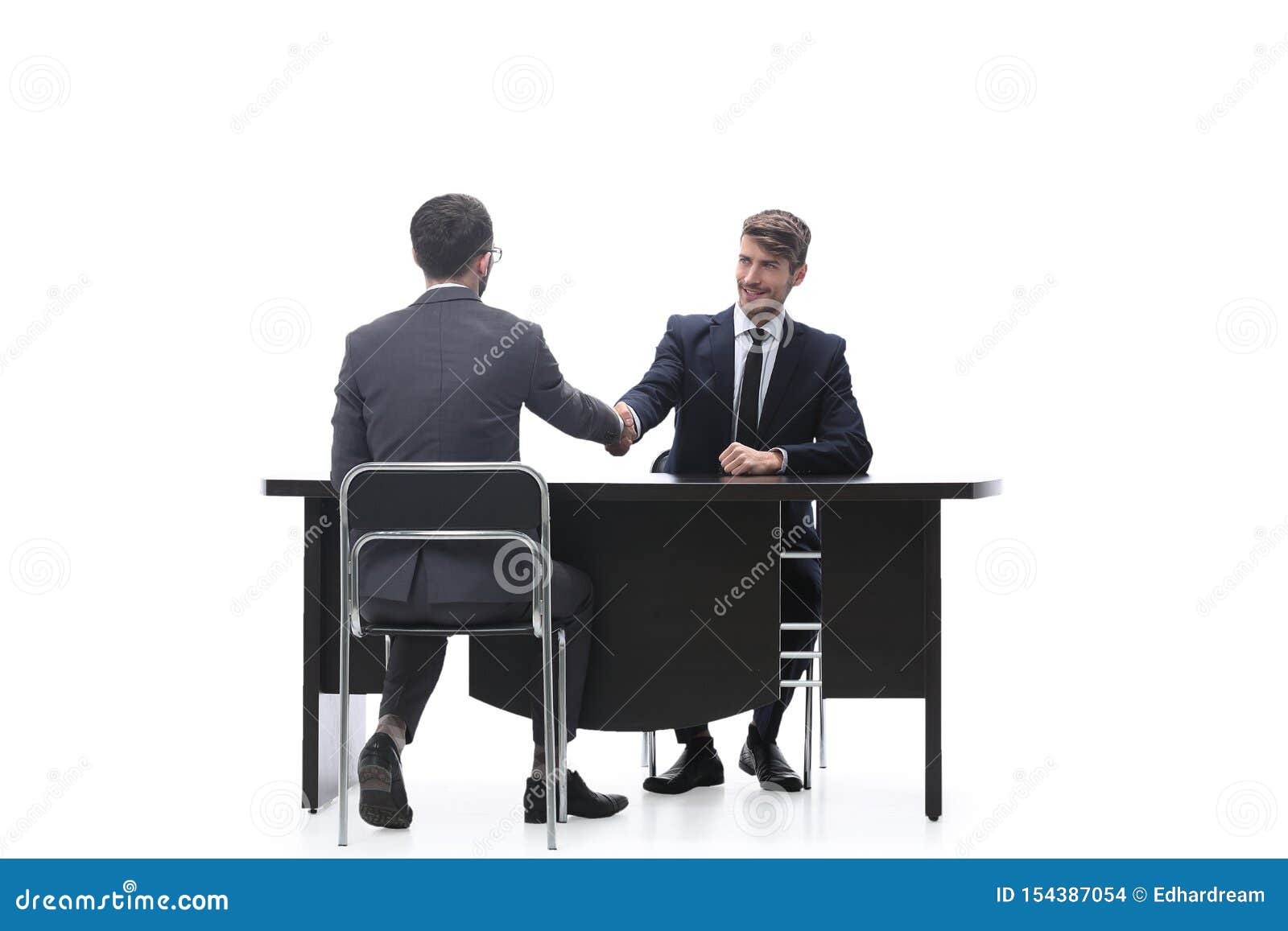 Handshake Business People Sitting at the Table Stock Photo - Image of ...