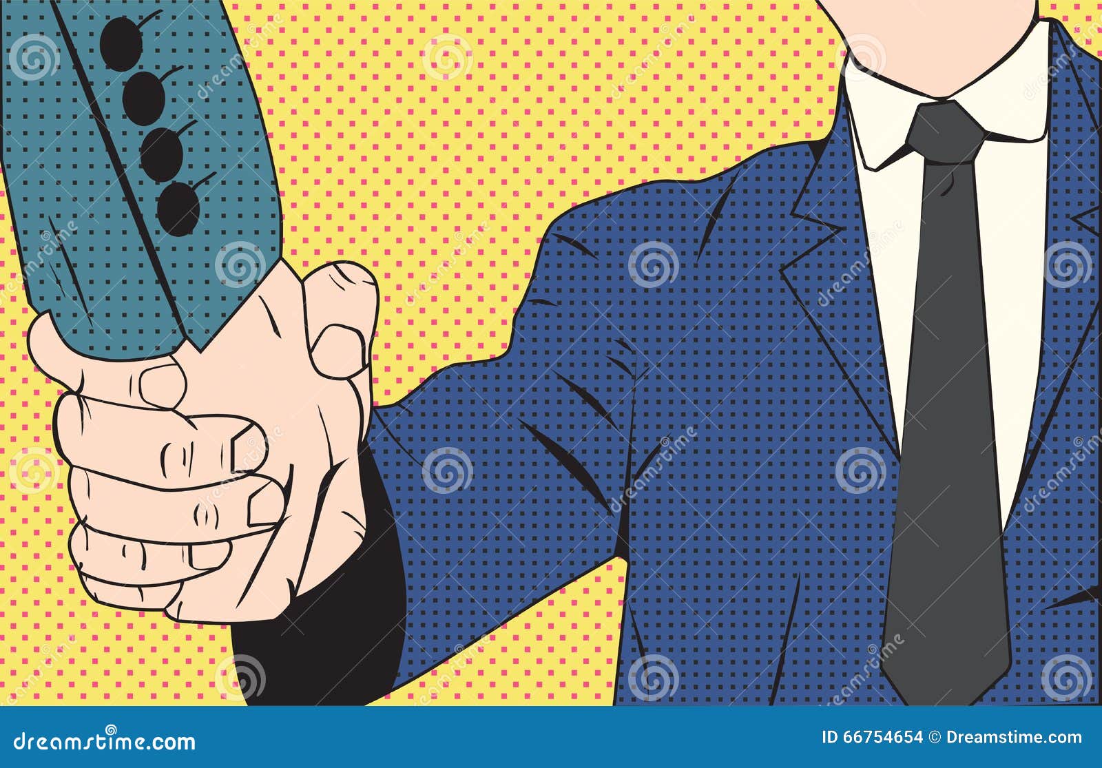 Handshake Businessman Retro Style Pop Art Stock Vector - Illustration ...