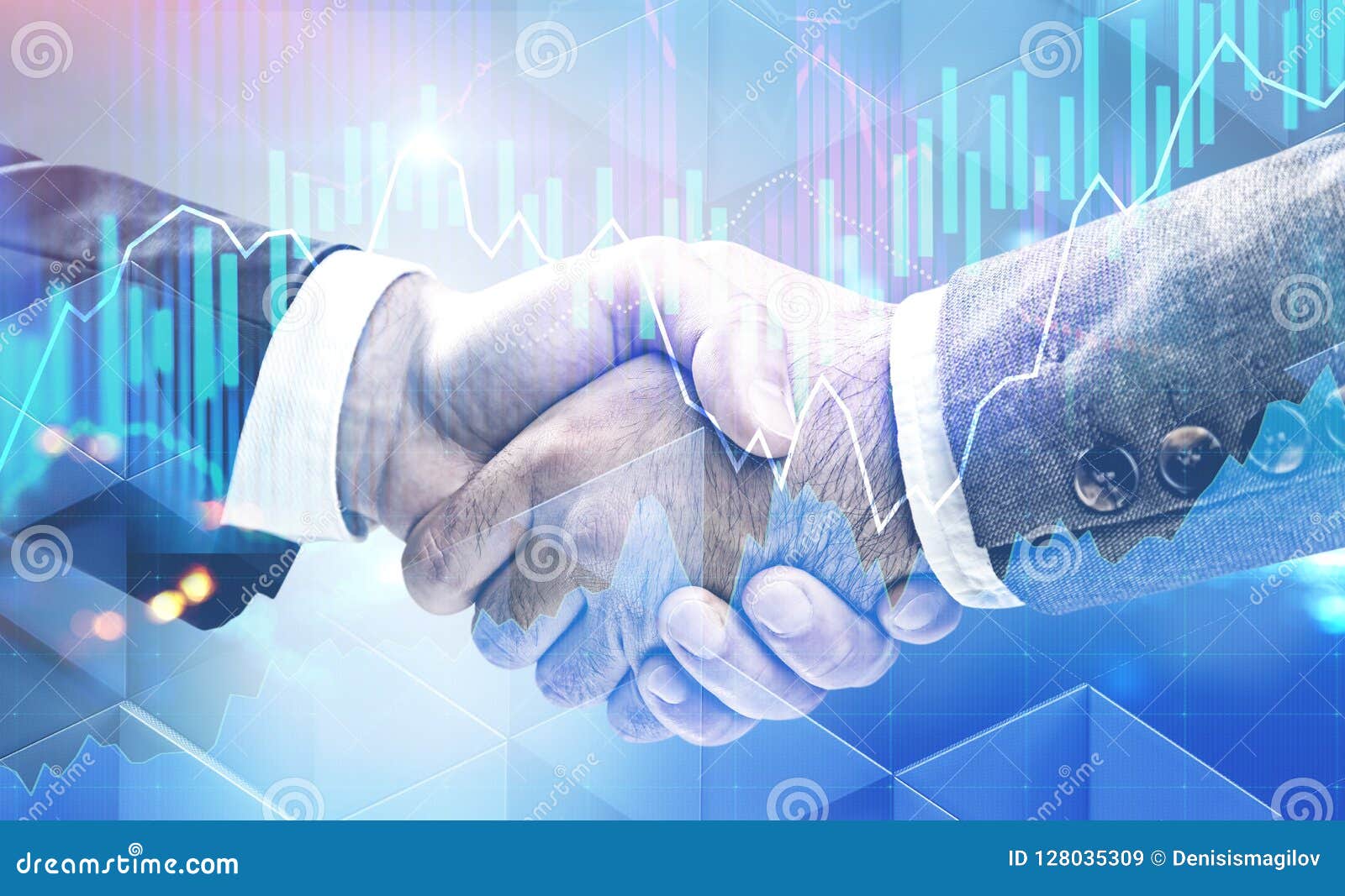 Handshake of Businessmen, Forex Graphs Interface Stock Illustration ...