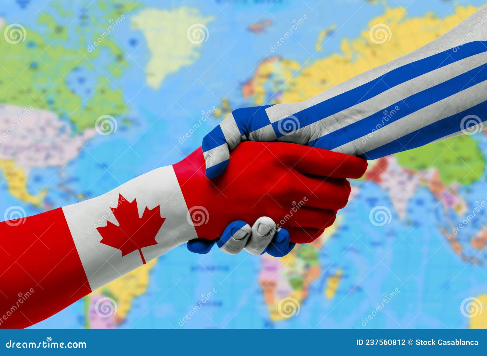 Handshake between Canada and Greece Flags Stock Illustration ...