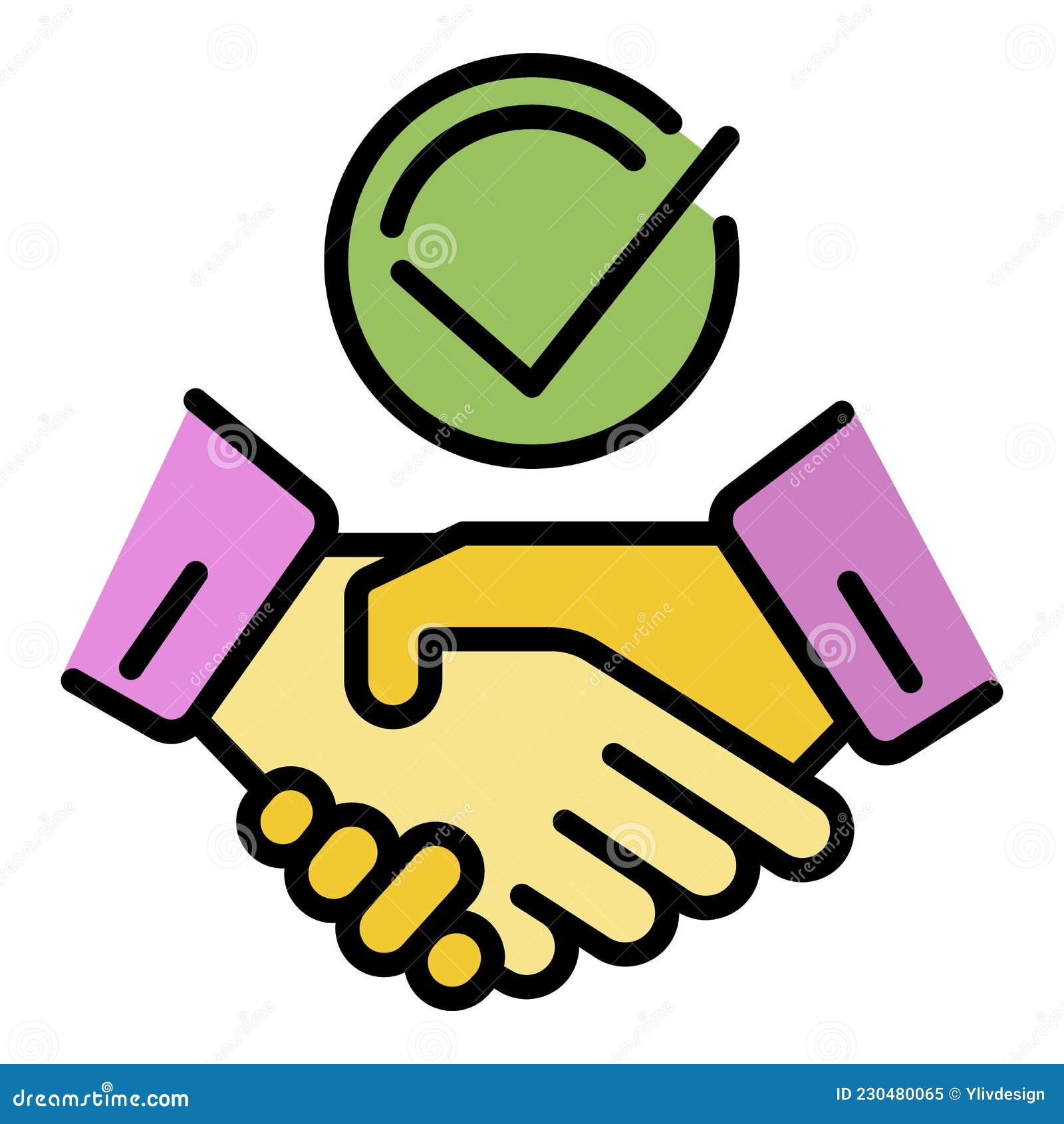 Handshake Check Mark Icon Color Illustration Cartoon Vector | CartoonDealer.com #339190787