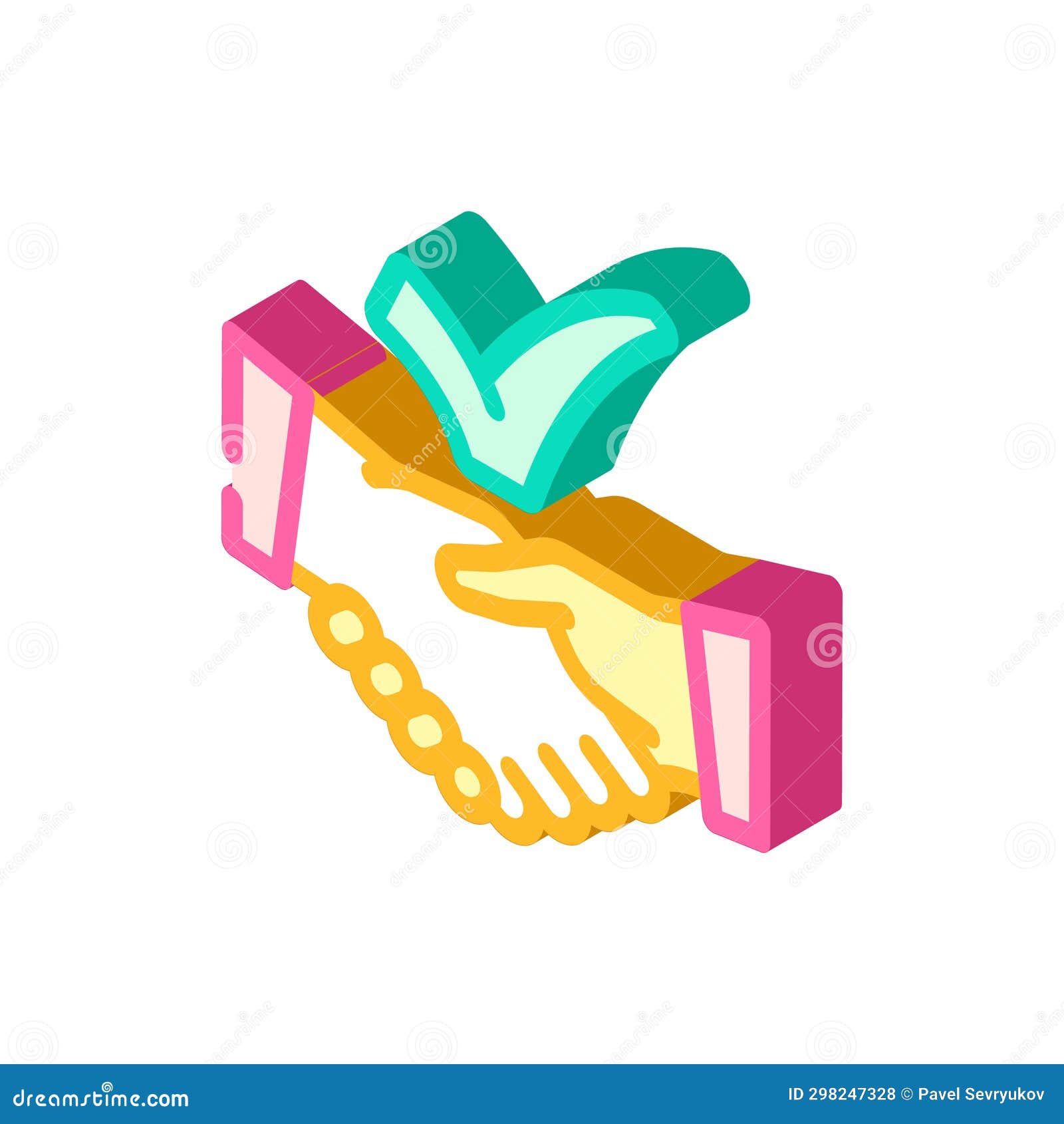Handshake Check Mark Isometric Icon Vector Illustration Stock ...