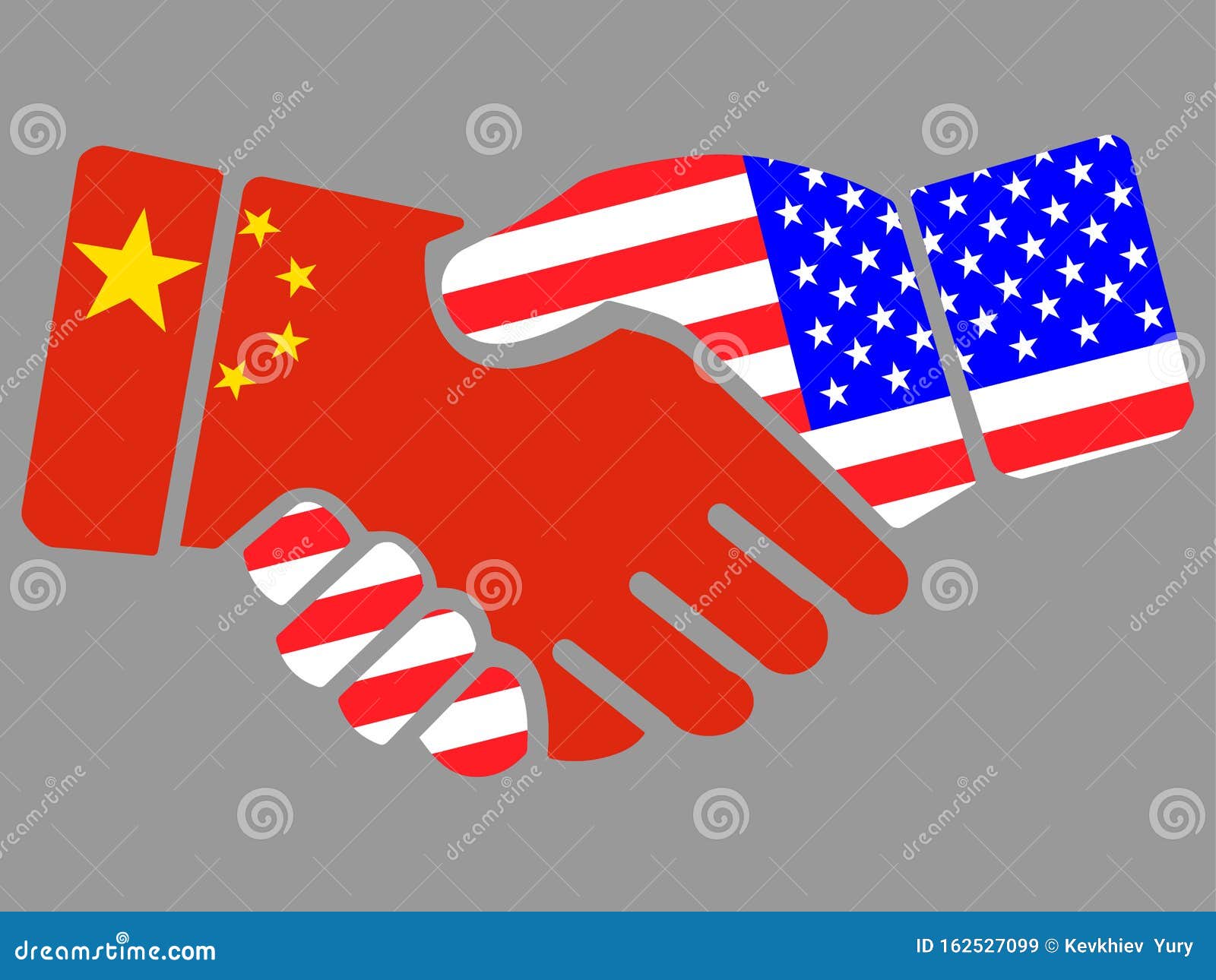 Handshake with China and USA Flags Vector Stock Vector - Illustration ...