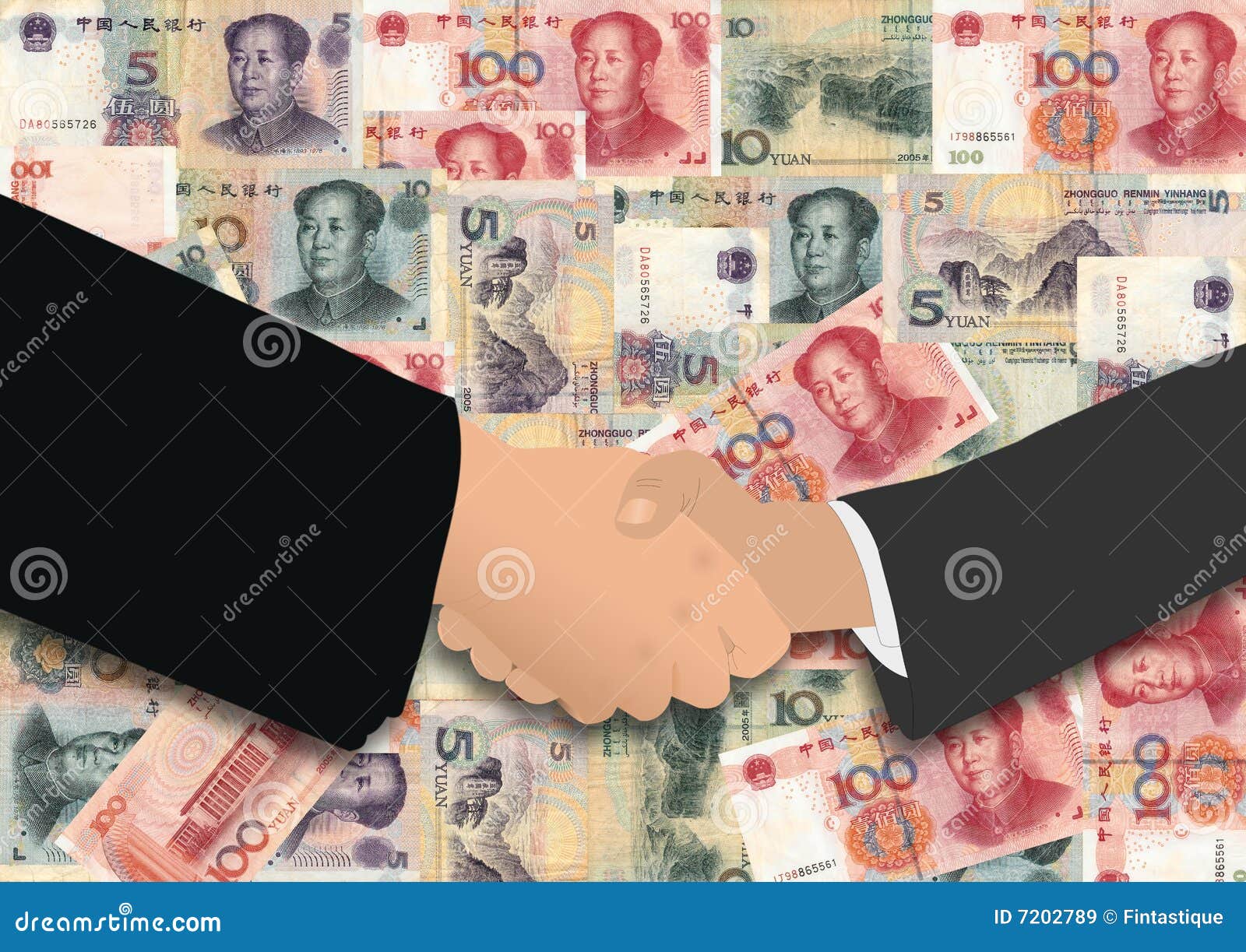Handshake on Chinese Currency Stock Illustration - Illustration of ...
