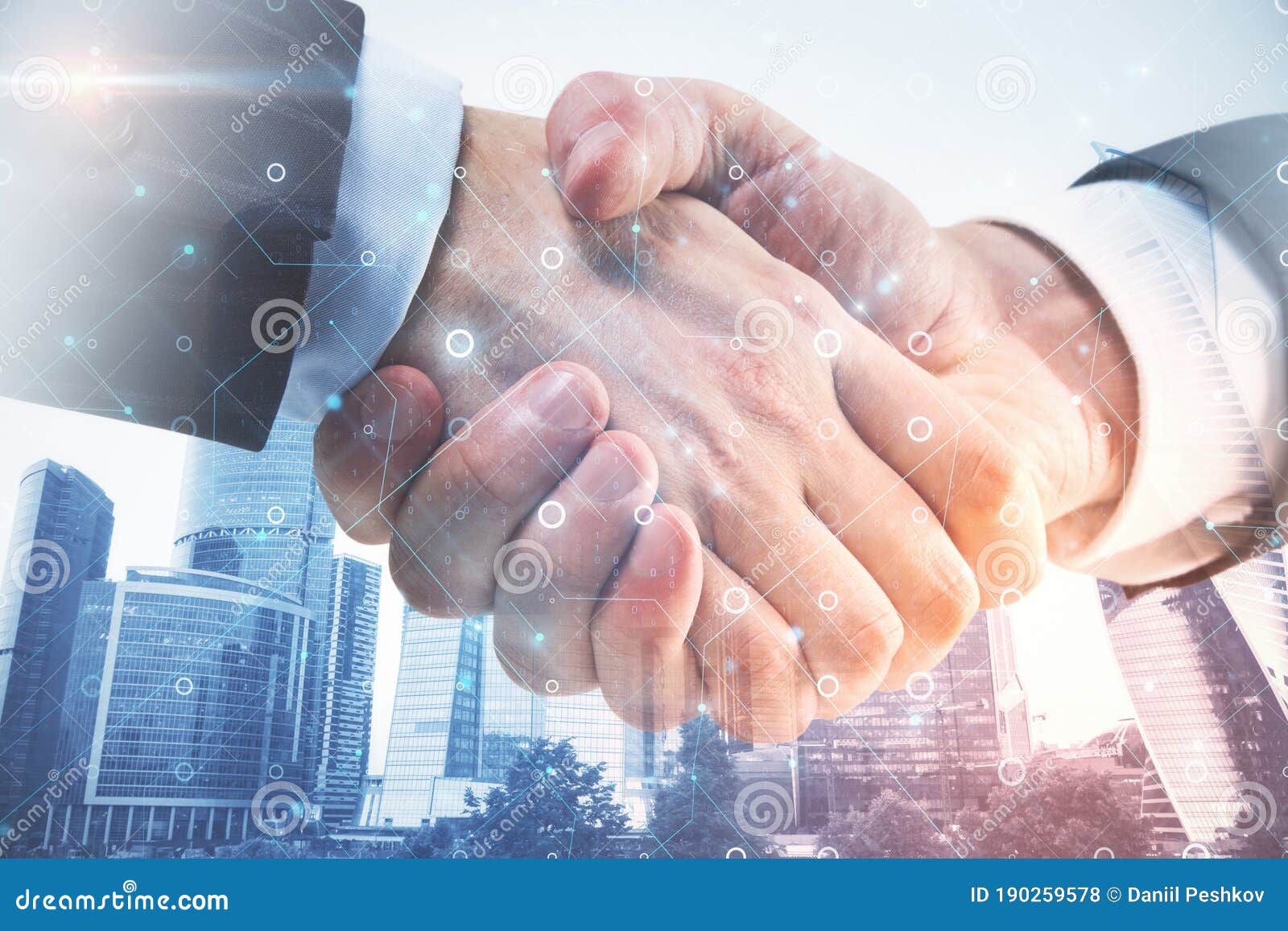 Handshake with Circuit Chip Interface Stock Photo - Image of ...