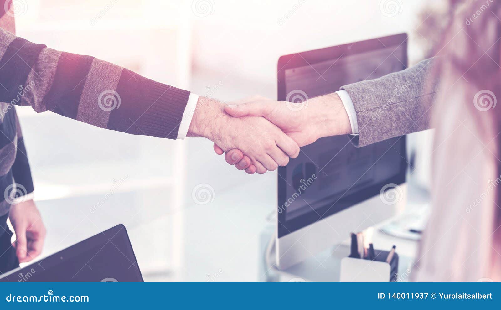 Handshake between the Client and the Manager of the Company Near the ...