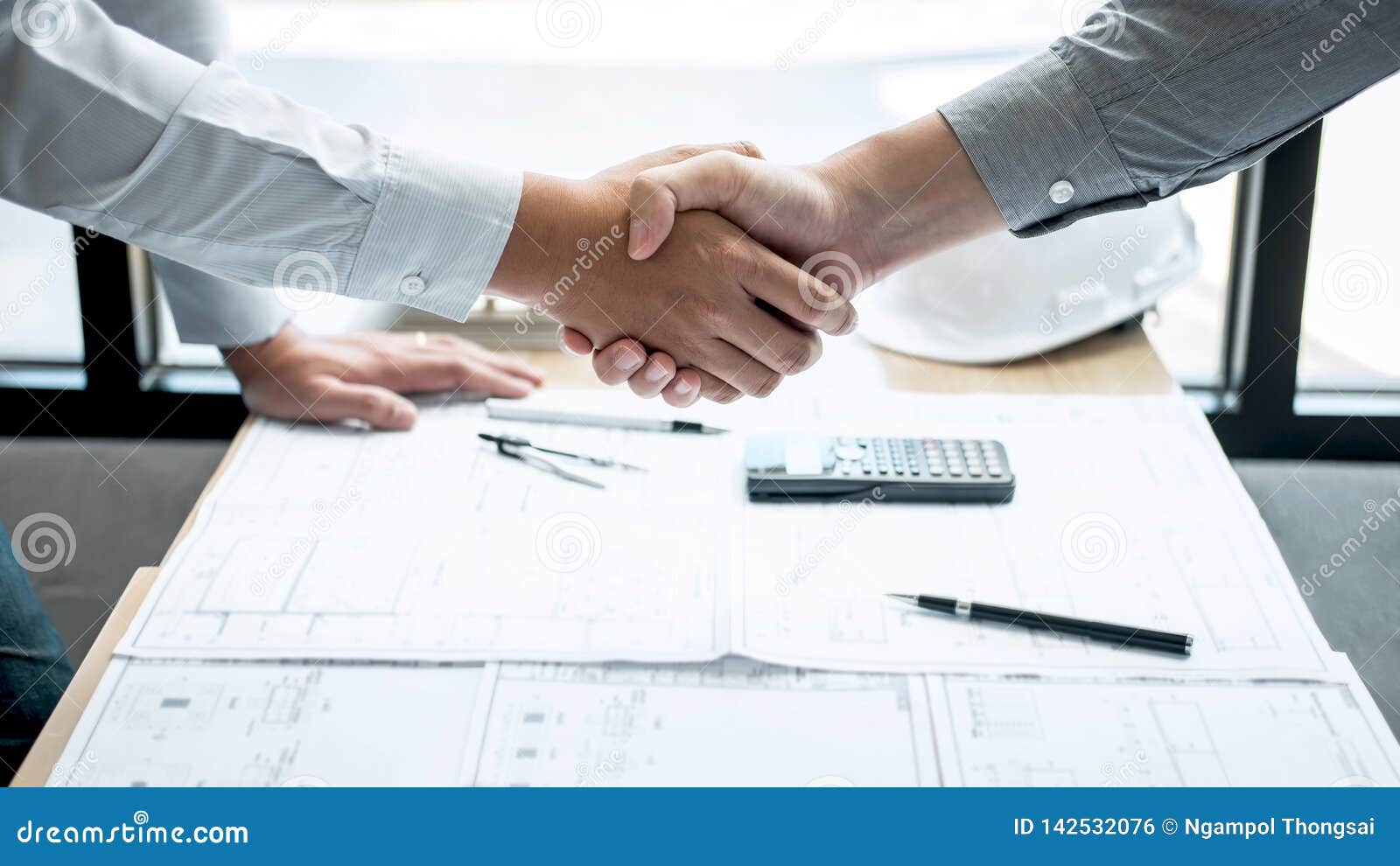 Handshake of Collaboration, Construction Engineering or Architect ...