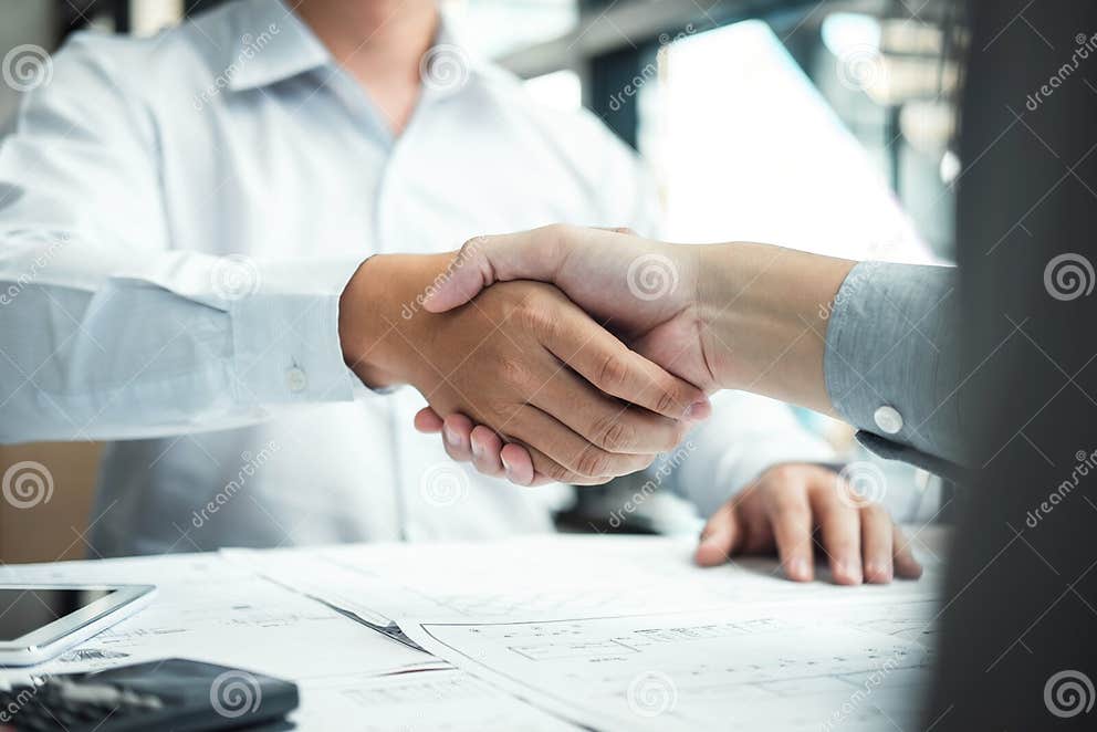 Handshake of Collaboration, Construction Engineering or Architect ...