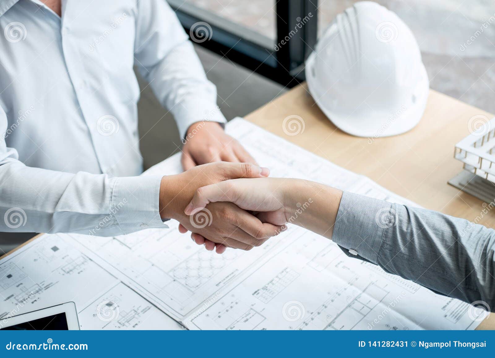 Handshake of Collaboration, Construction Engineering or Architect ...