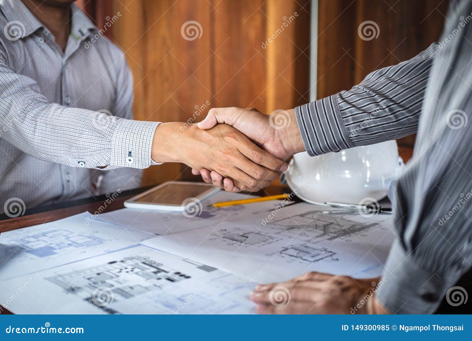 Handshake Of Collaboration, Construction Engineering Or Architect ...