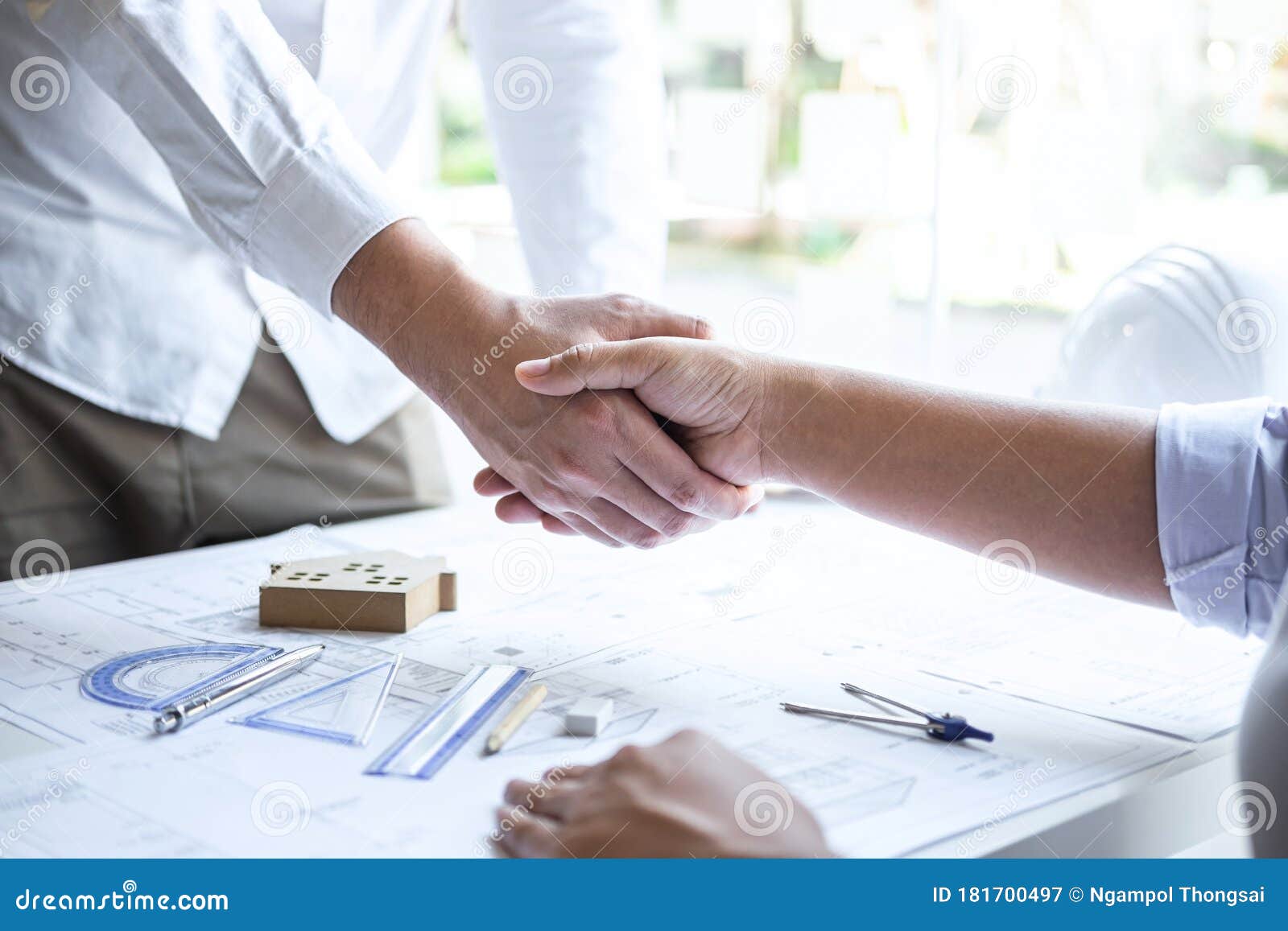 Handshake of Collaboration, Construction Engineering or Architect ...