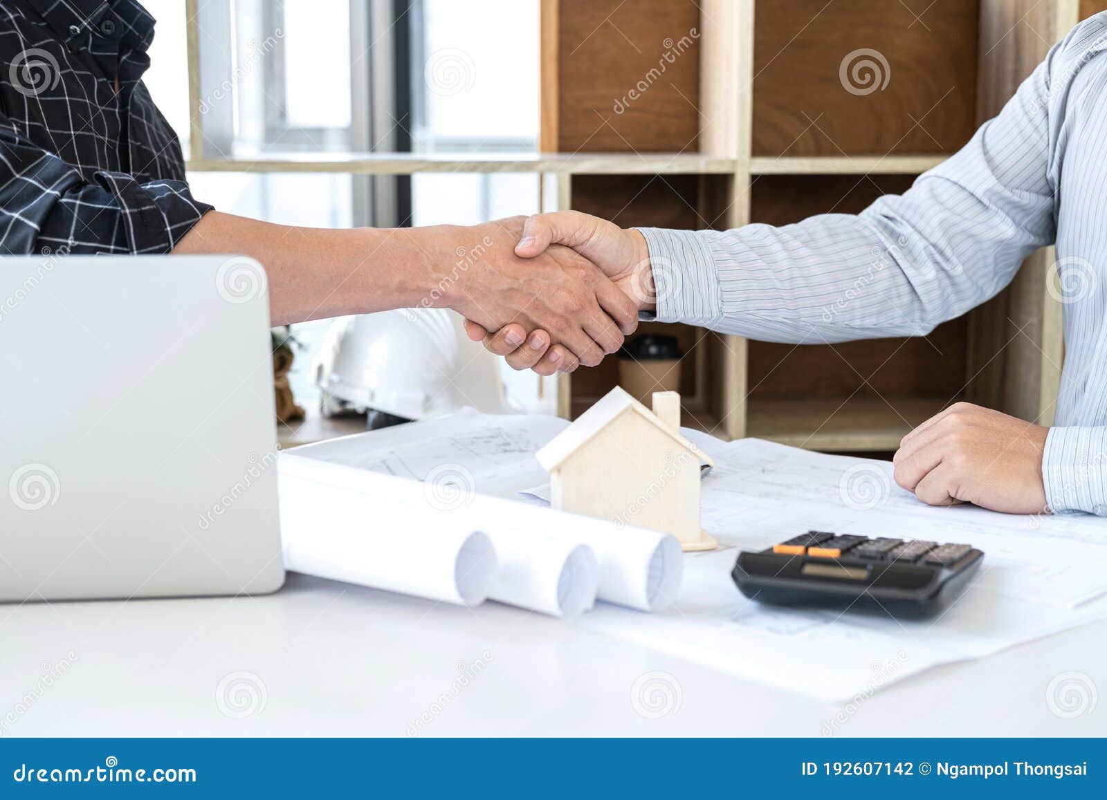 Handshake of Collaboration, Construction Engineering or Architect ...