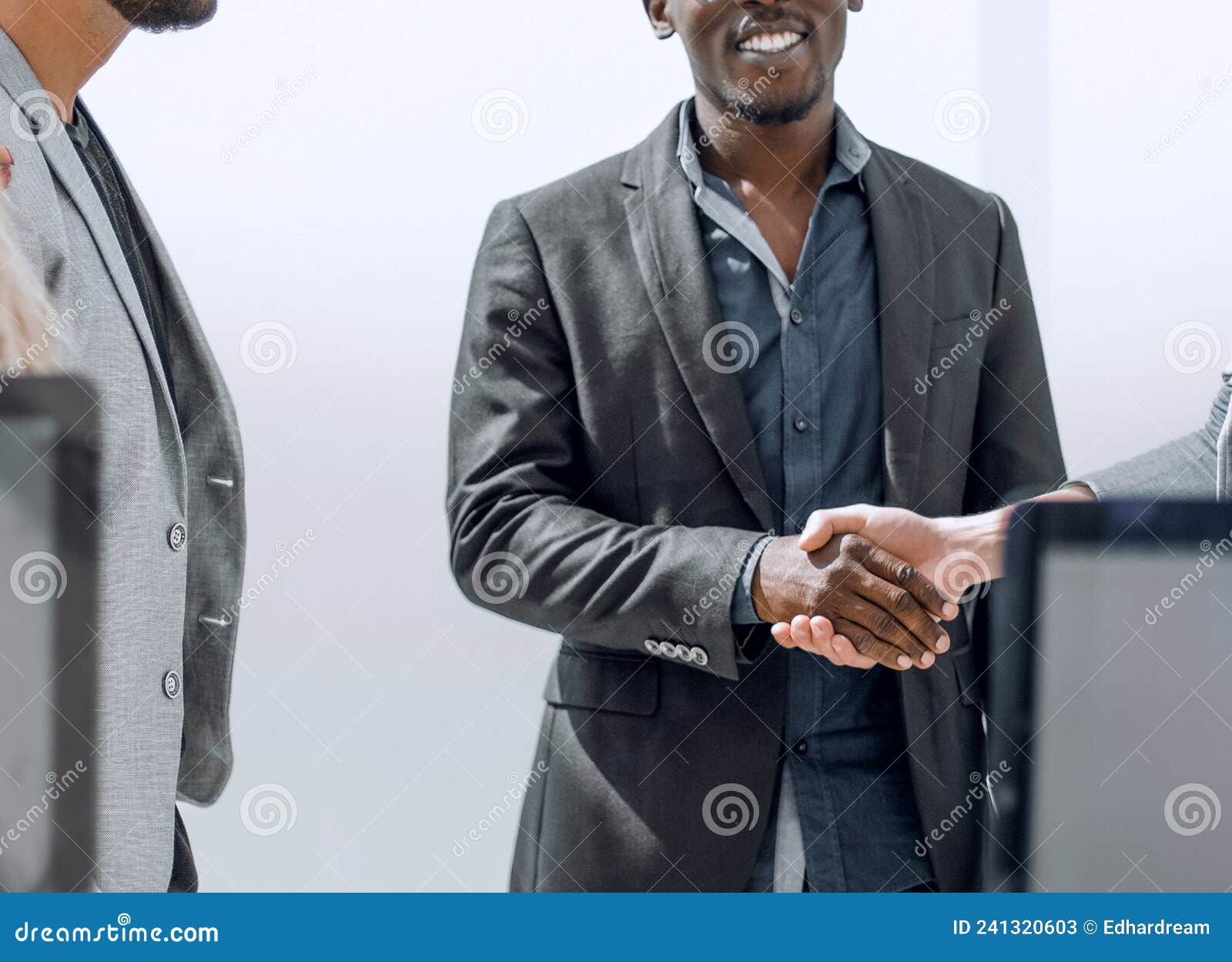 Handshake Colleagues Standing in the Office Stock Image - Image of team ...