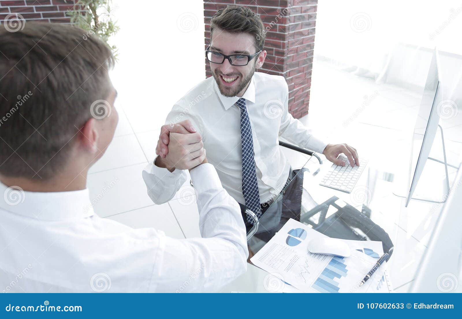 Handshake between Colleagues at the Workplace Stock Image - Image of ...