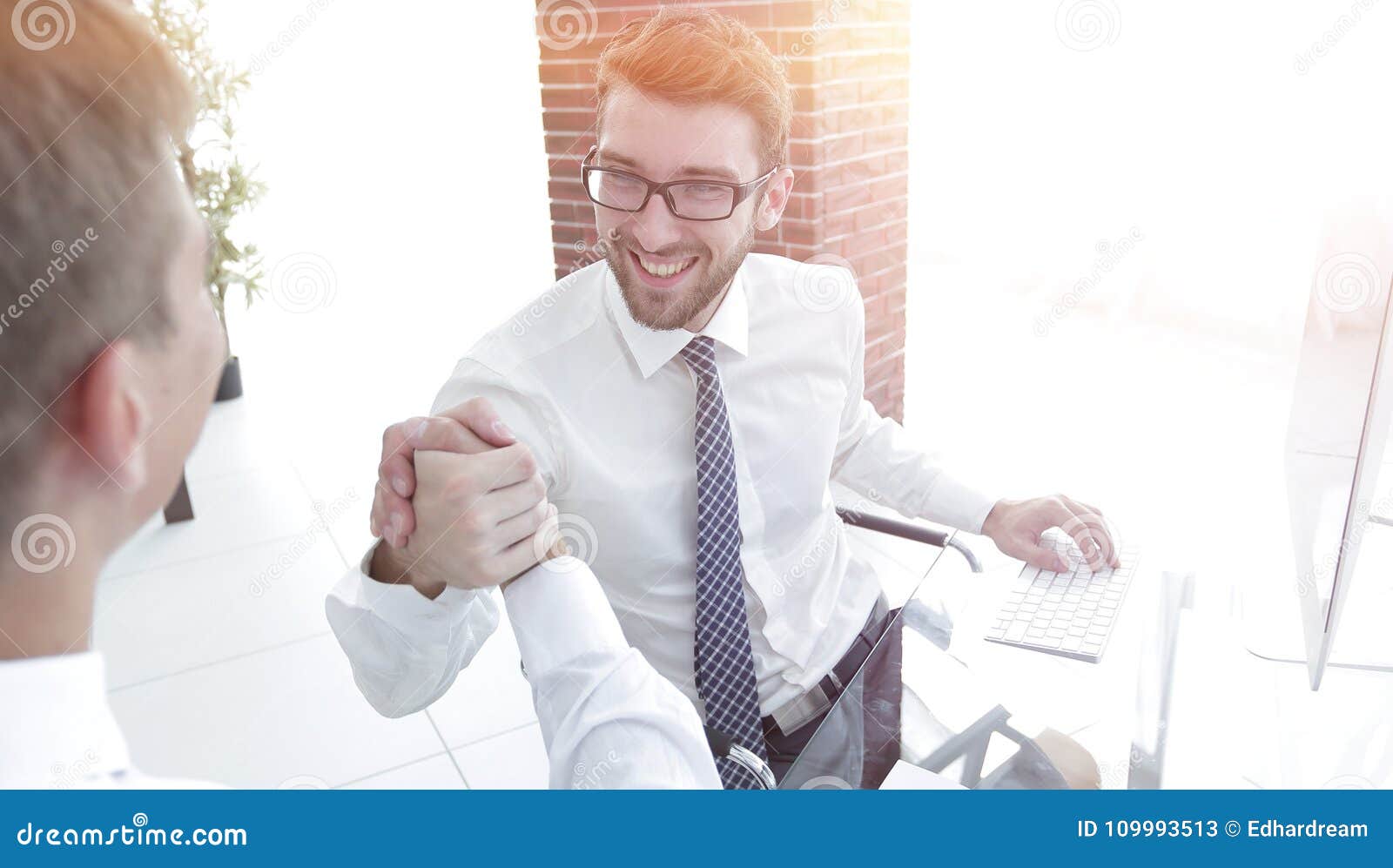 Handshake between Colleagues at the Workplace Stock Image - Image of ...