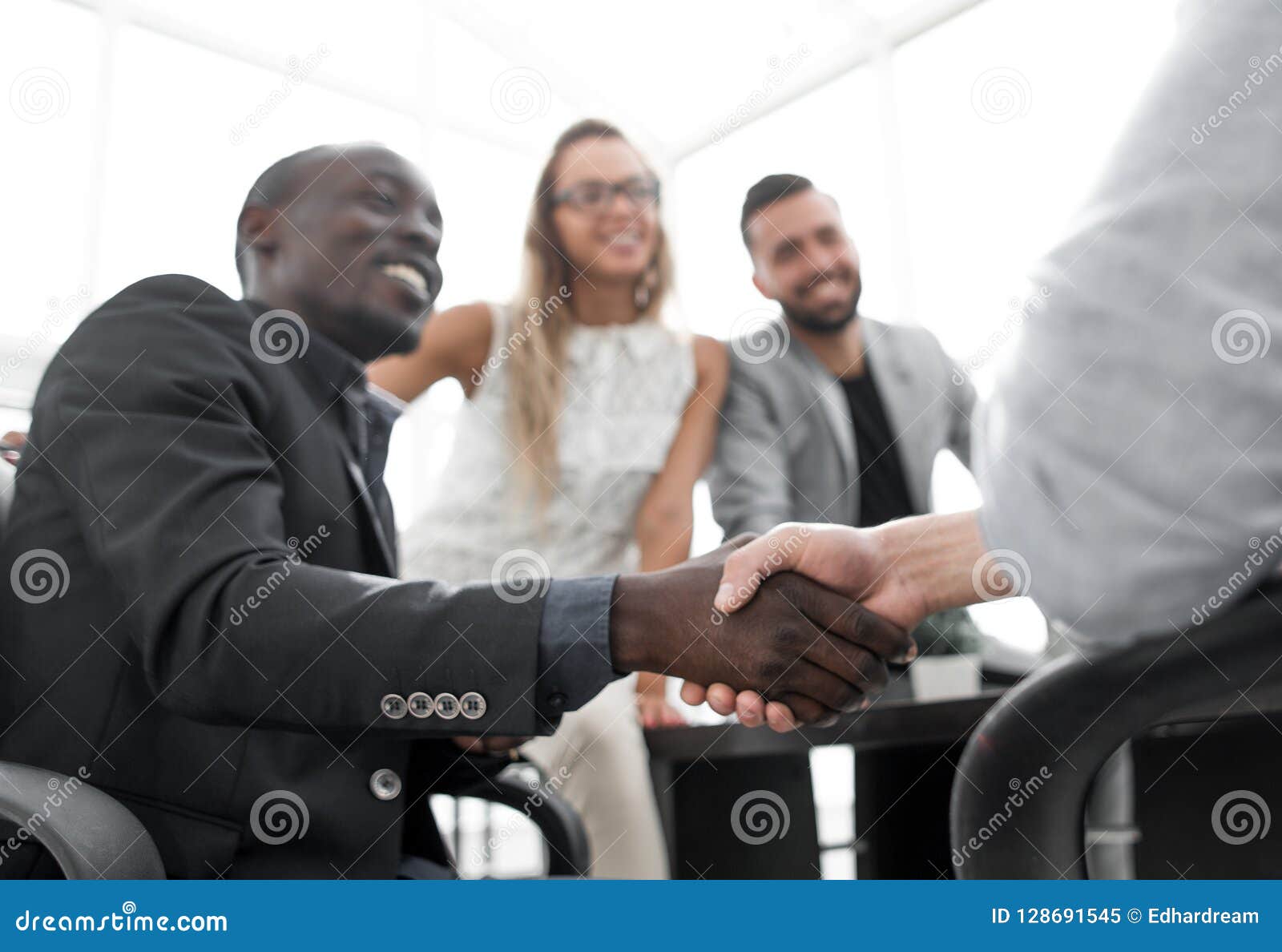 Handshake Colleagues in the Workplace Stock Image - Image of greeting ...