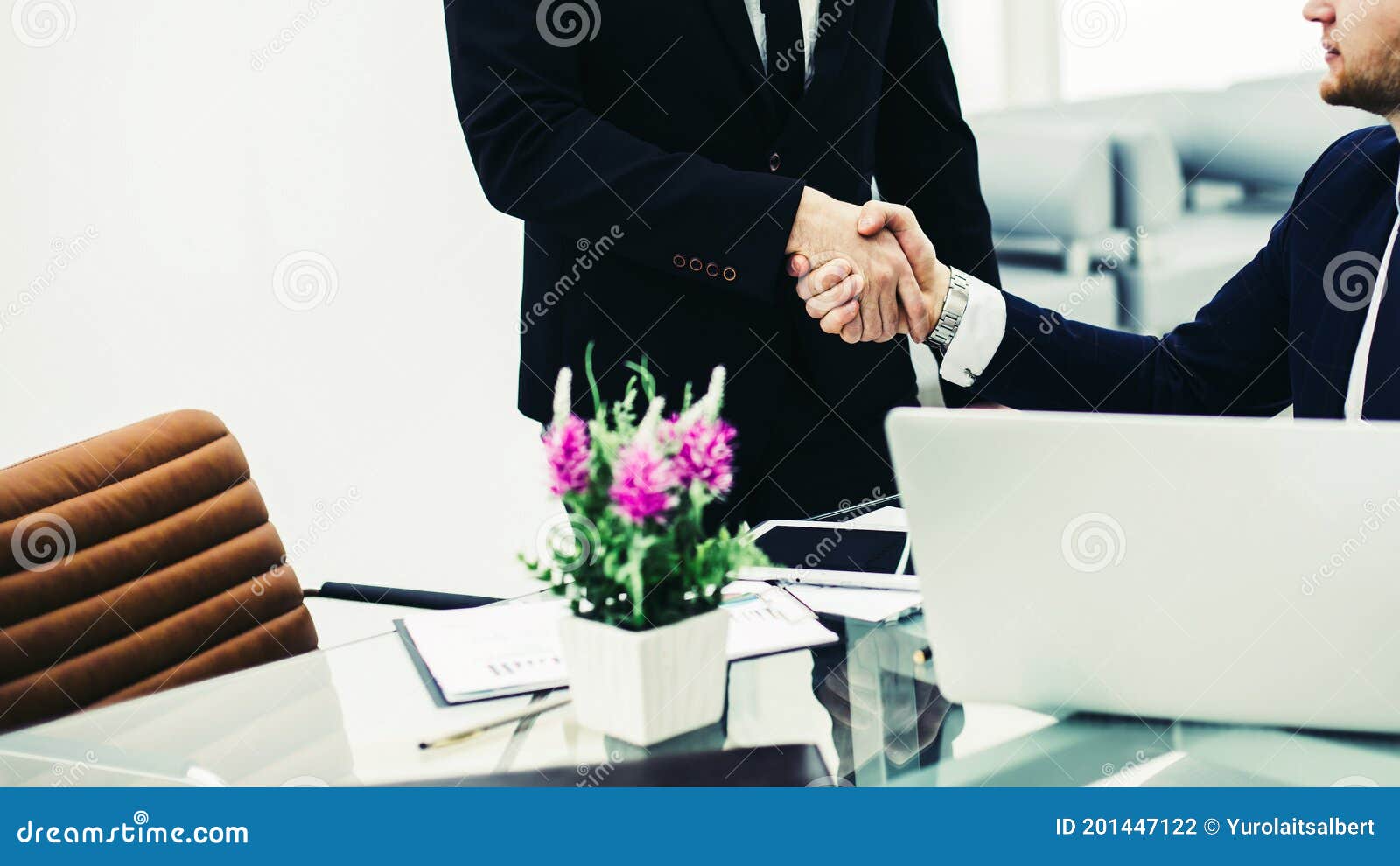 Handshake between Colleagues in the Workplace in a Modern Office Stock ...