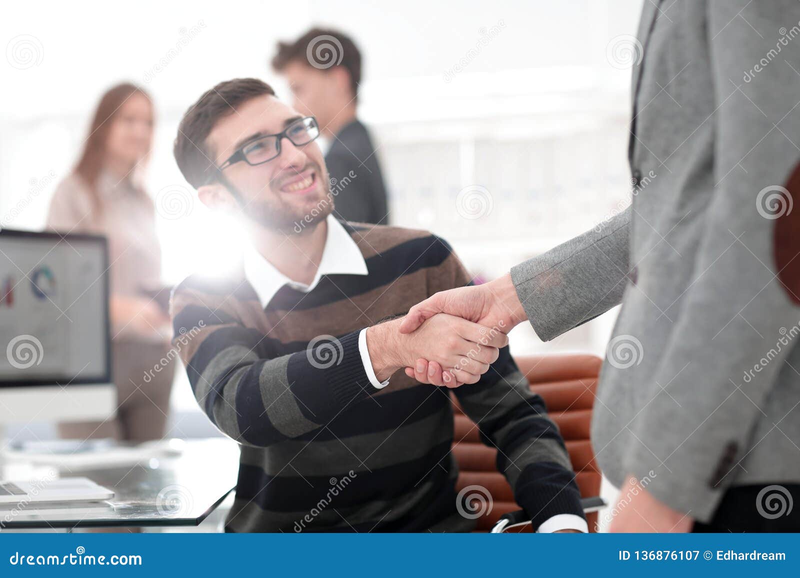 Handshake between Colleagues in the Workplace Stock Image - Image of ...