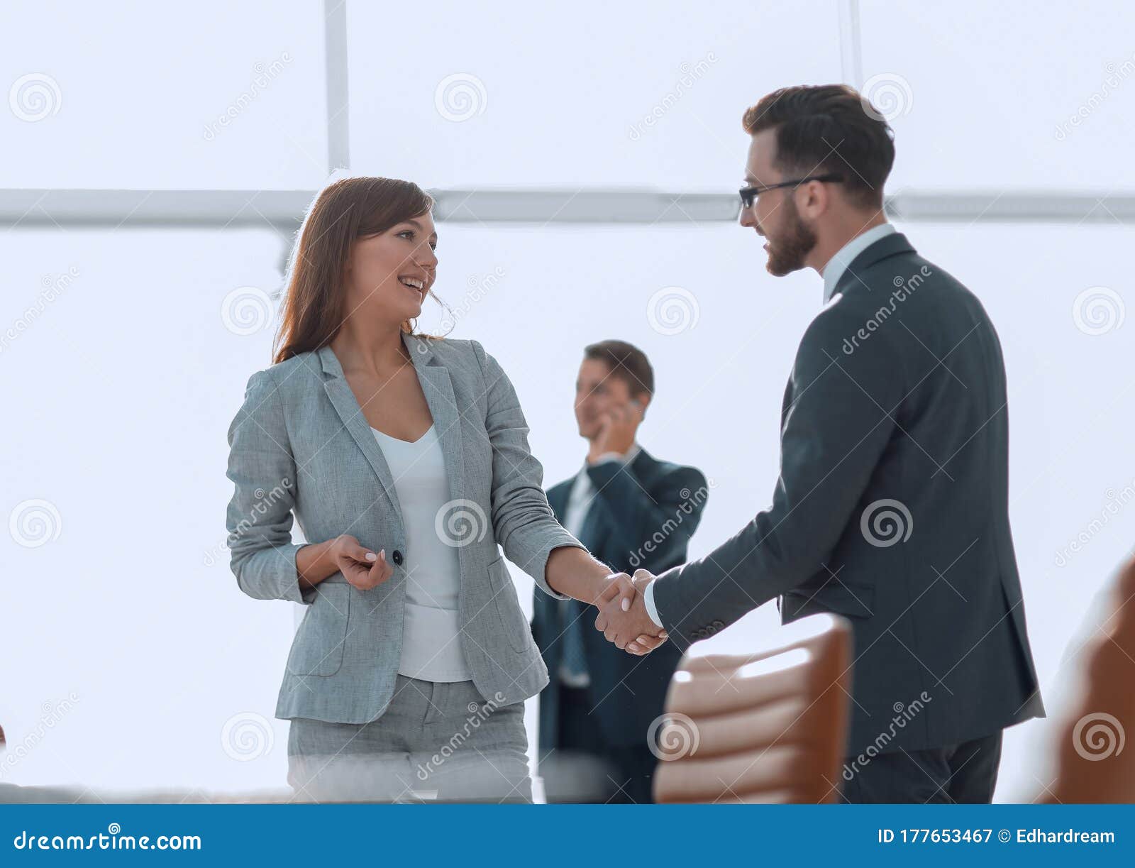 Handshake between Colleagues in the Workplace Stock Image - Image of ...
