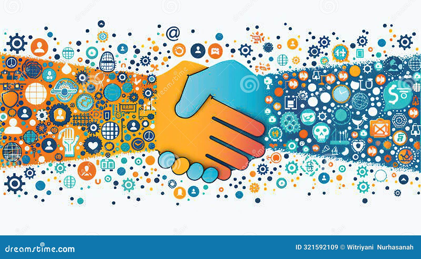 Handshake with Colorful Icons Stock Illustration - Illustration of ...