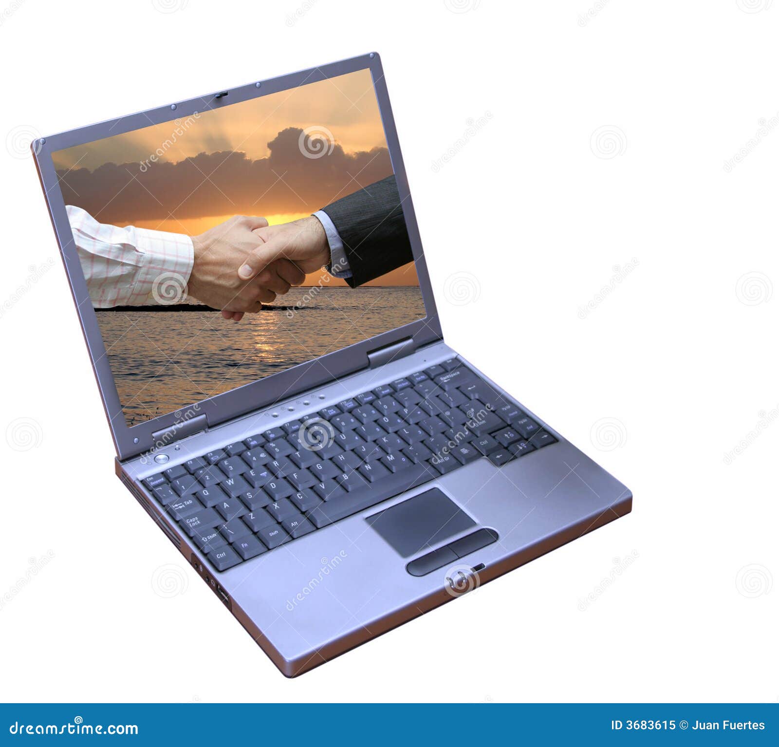 Handshake on Computer Screen Stock Image - Image of screen, keyboard ...