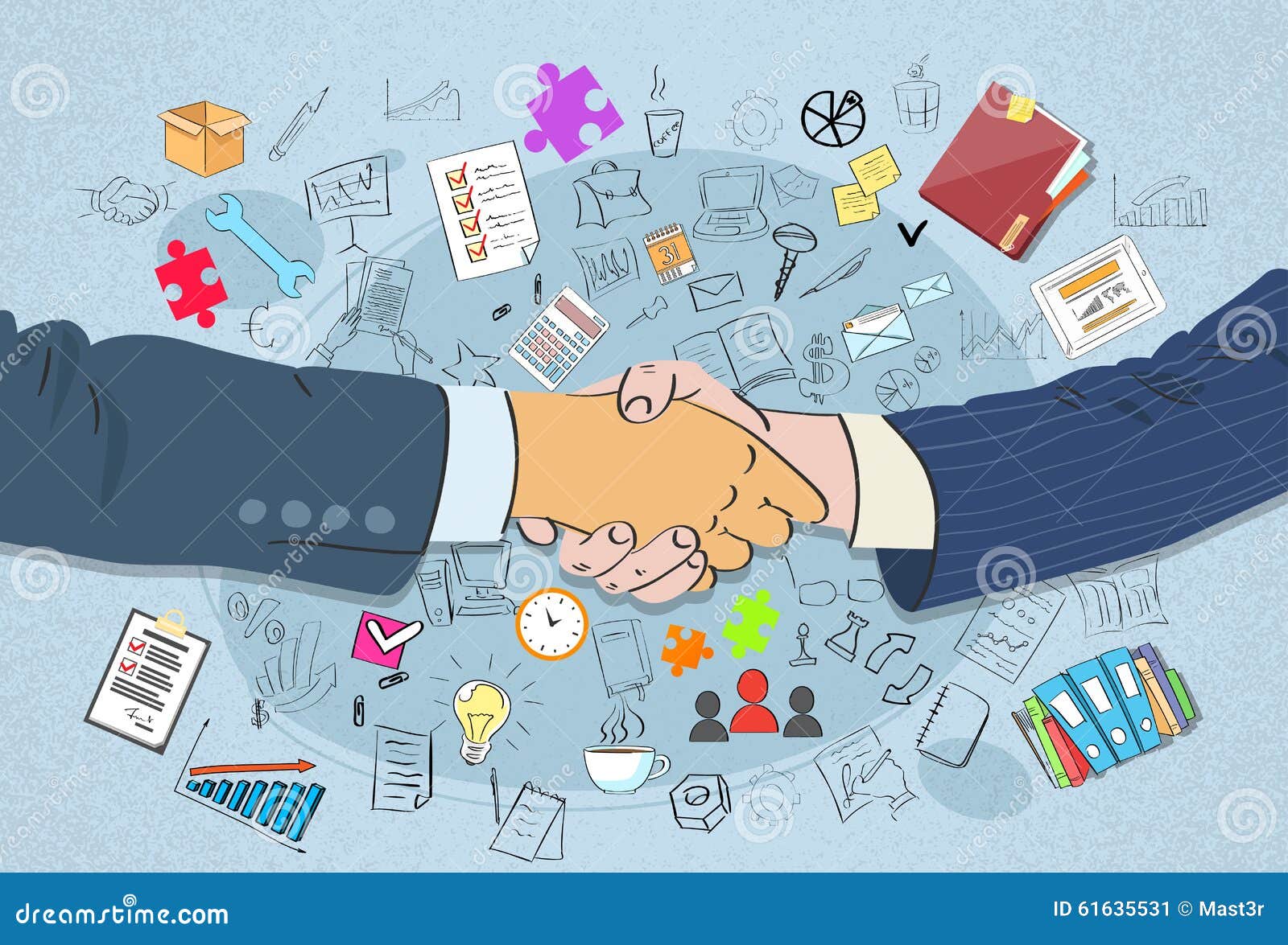 Handshake Concept Business Hands Shake Doodle Stock Vector ...