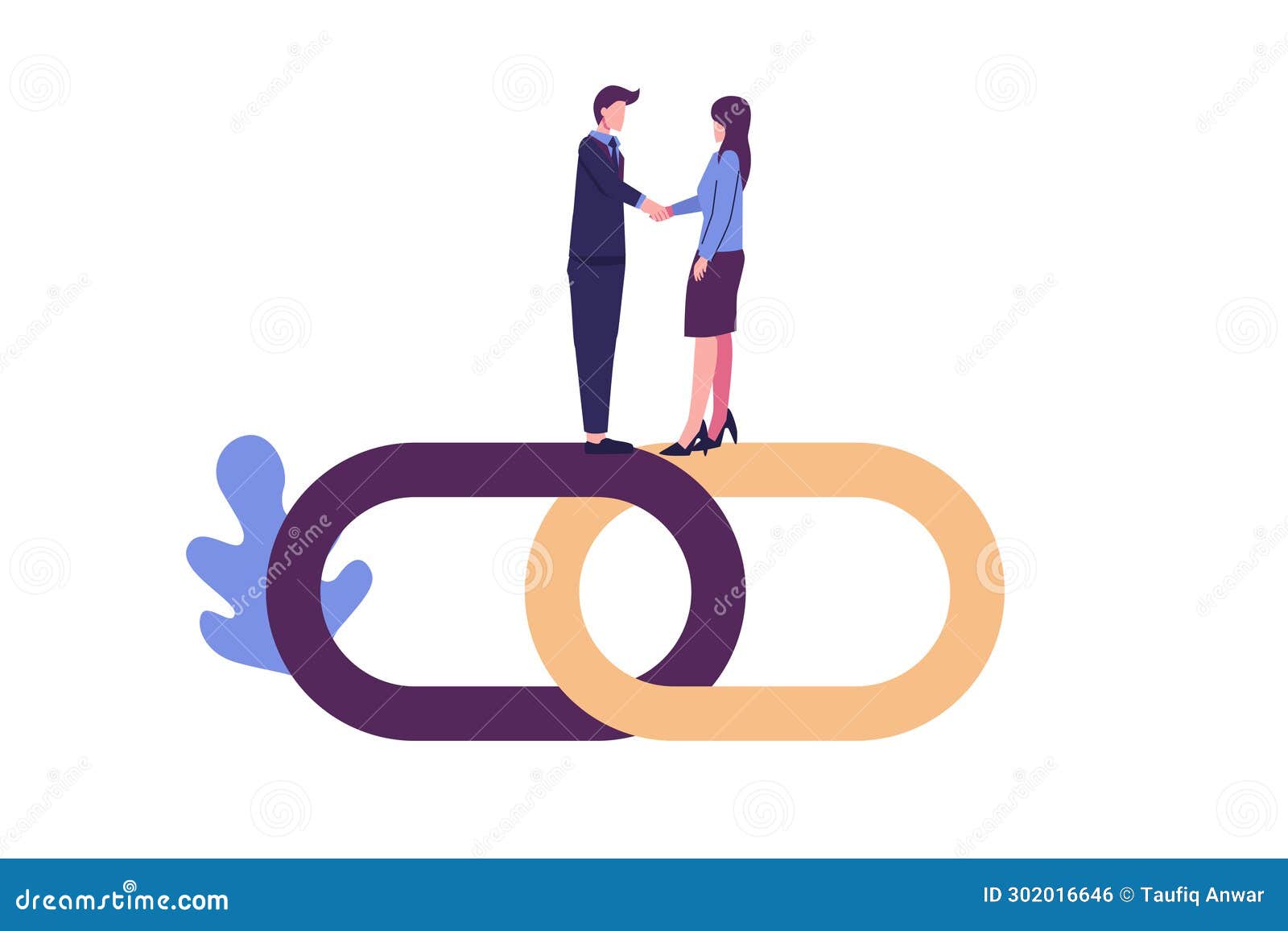 Handshake Concept, Link As a Strong Union and Cooperation Flat Style ...