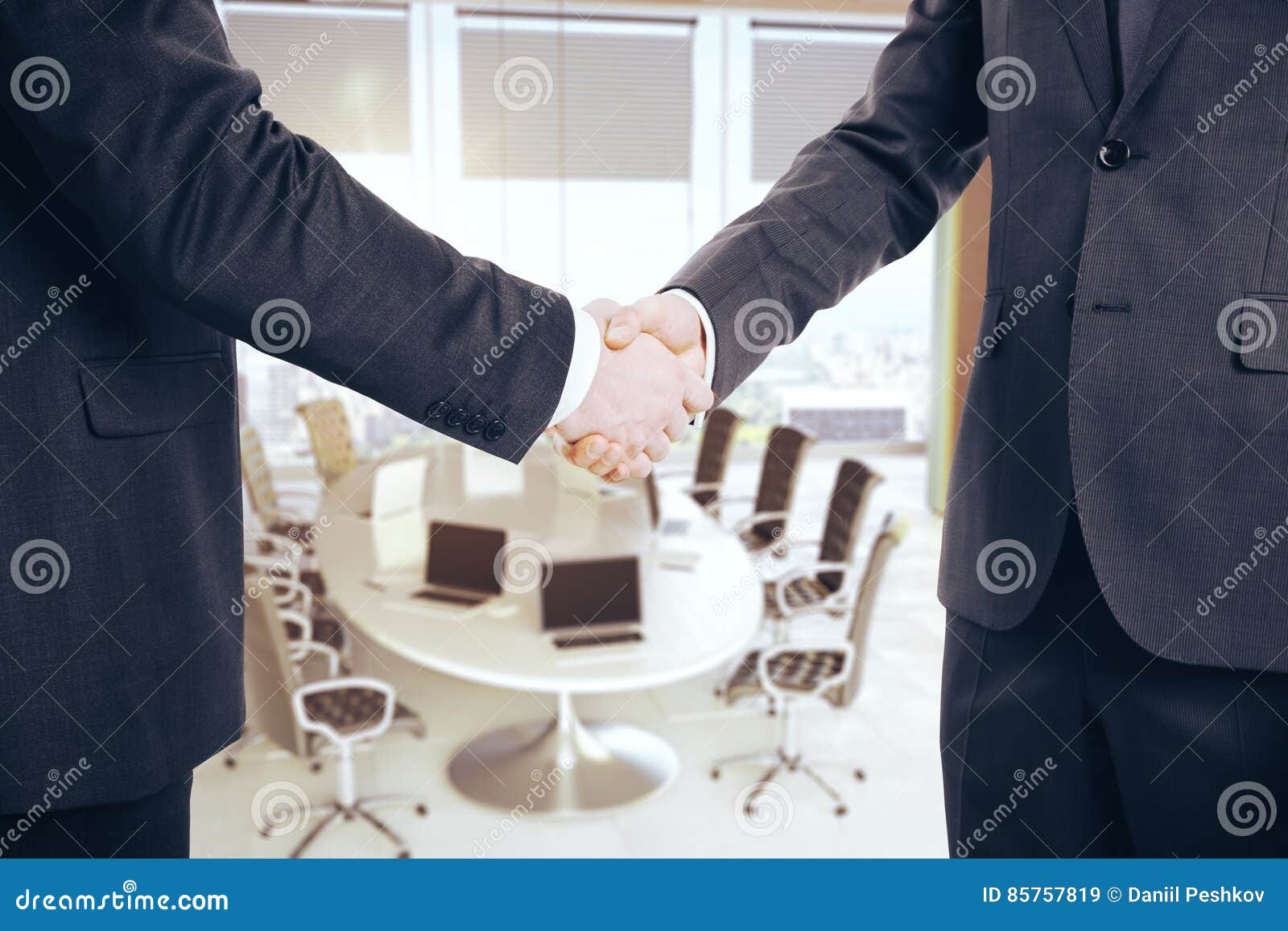 Handshake in Conference Room Stock Illustration - Illustration of ...