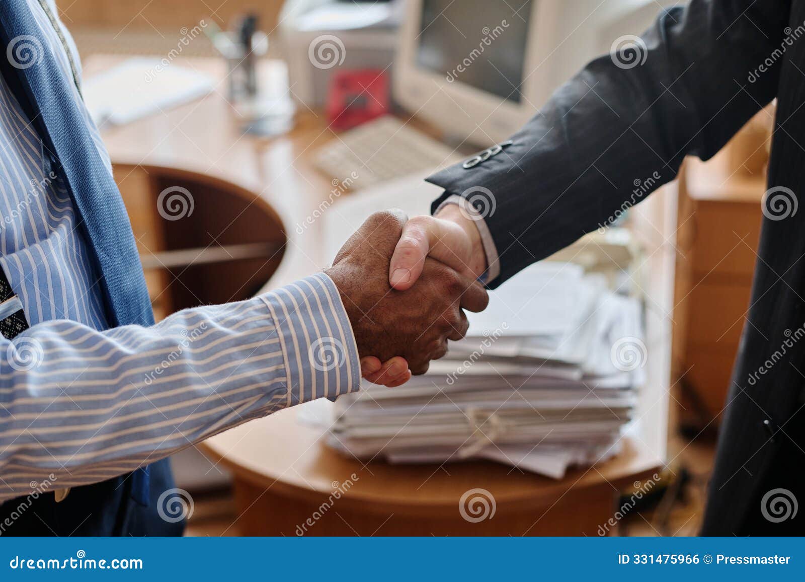 Handshake Confirming Business Agreement in Office Setting Stock Photo ...