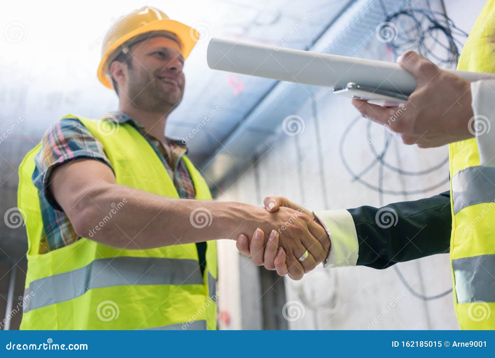 Handshake on the Construction Site Stock Image - Image of inspection ...