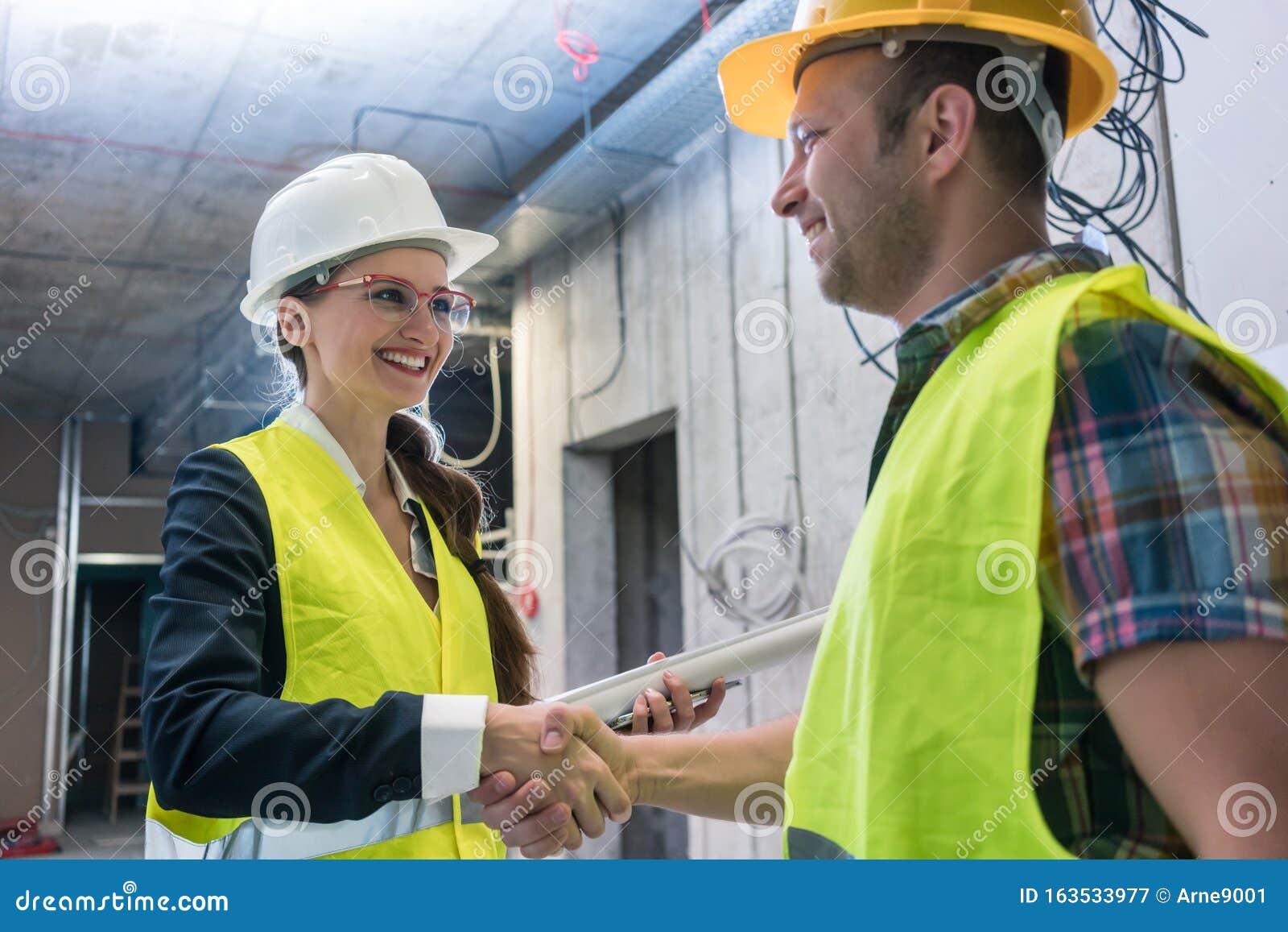 Handshake on the Construction Site Stock Image - Image of young ...