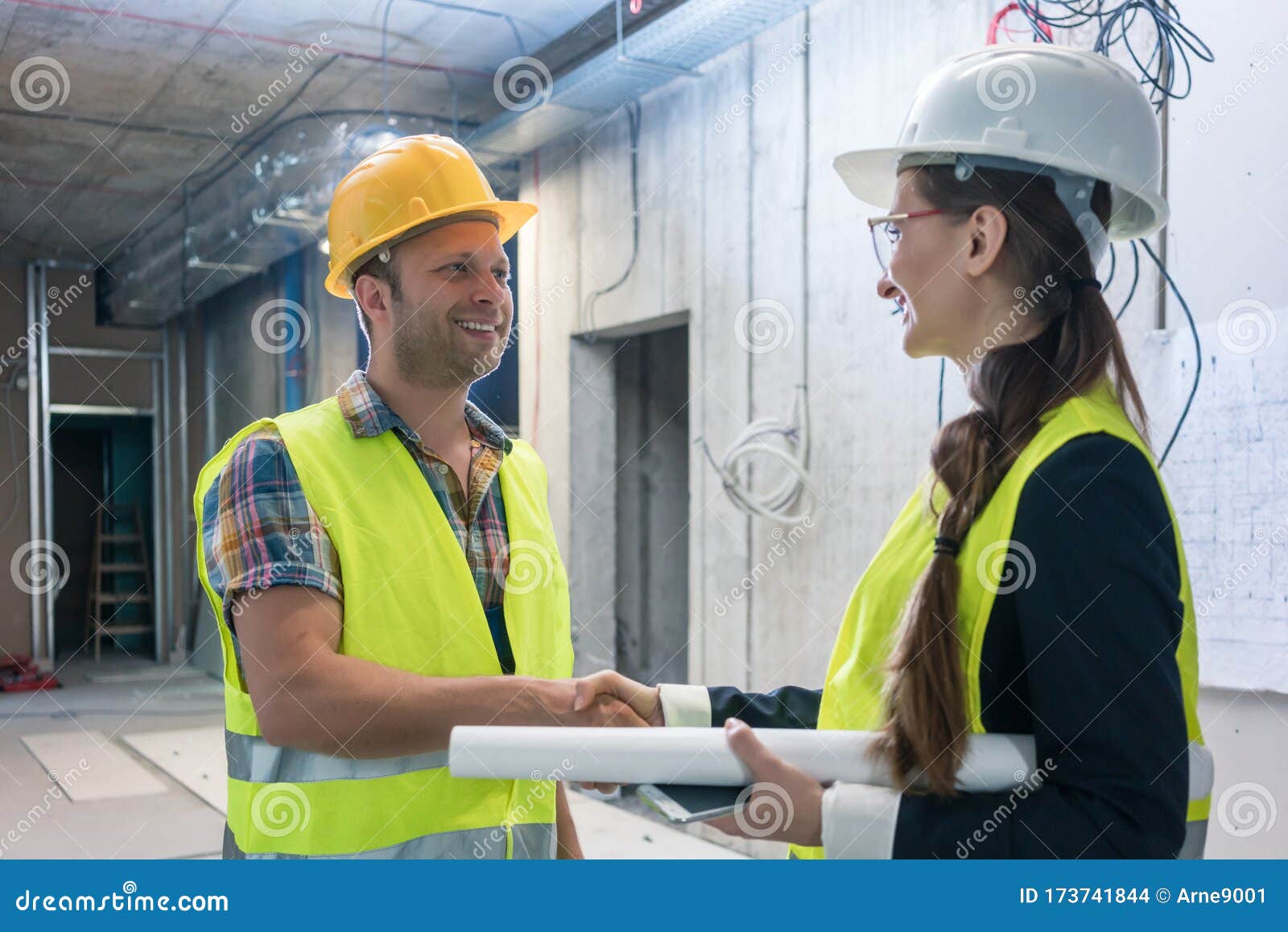 Handshake on the Construction Site Stock Photo - Image of principal ...