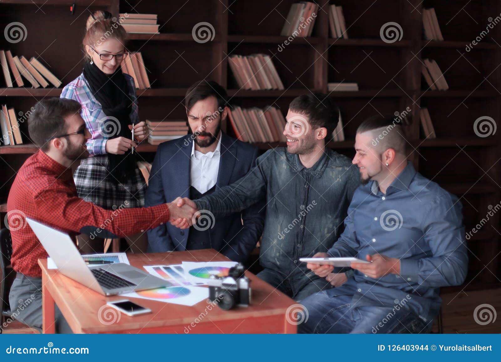 Handshake of Creative Partners in the Design Studio Stock Photo - Image ...