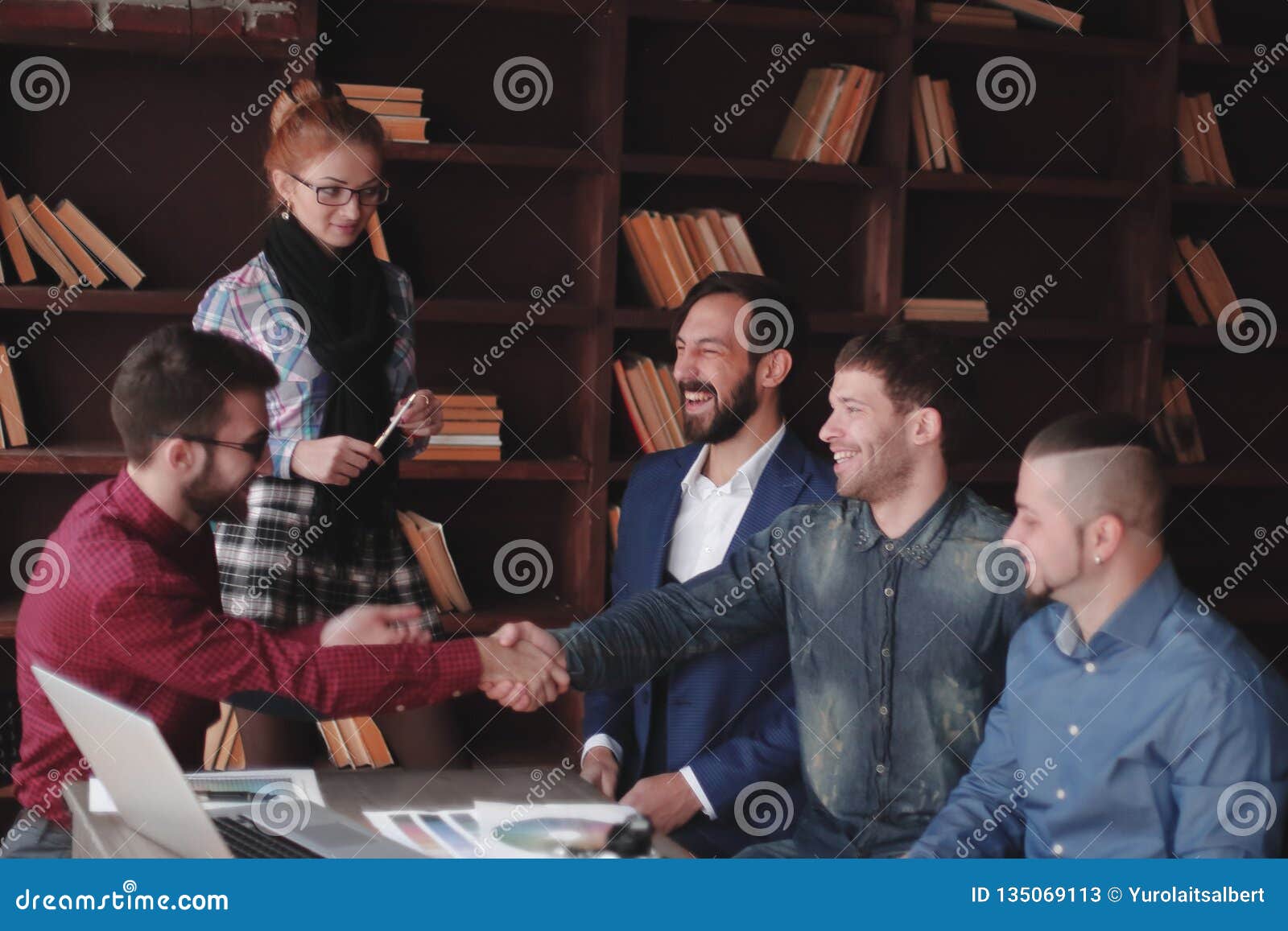Handshake of Creative Partners in the Design Studio Stock Image - Image ...