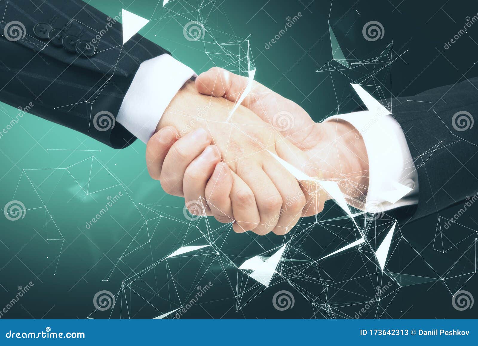 Handshake on Dark Creative Polygonal Background Stock Image - Image of ...