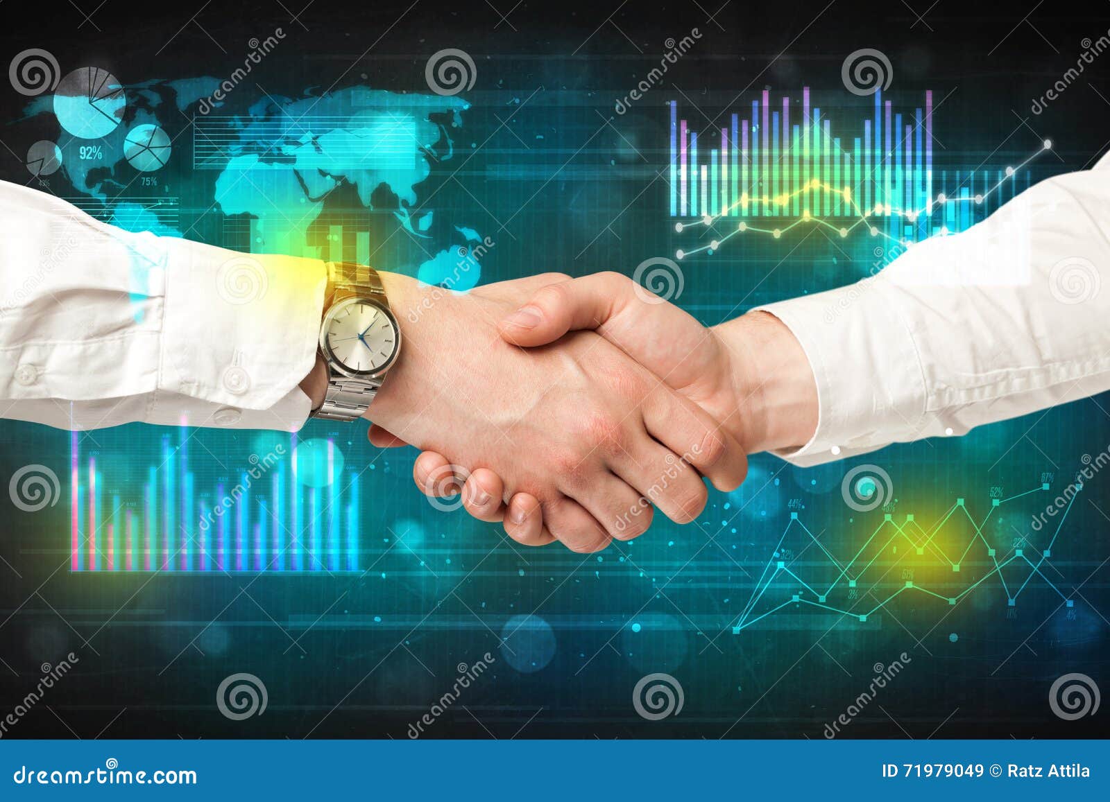 Handshake with diagrams stock image. Image of holding - 71979049