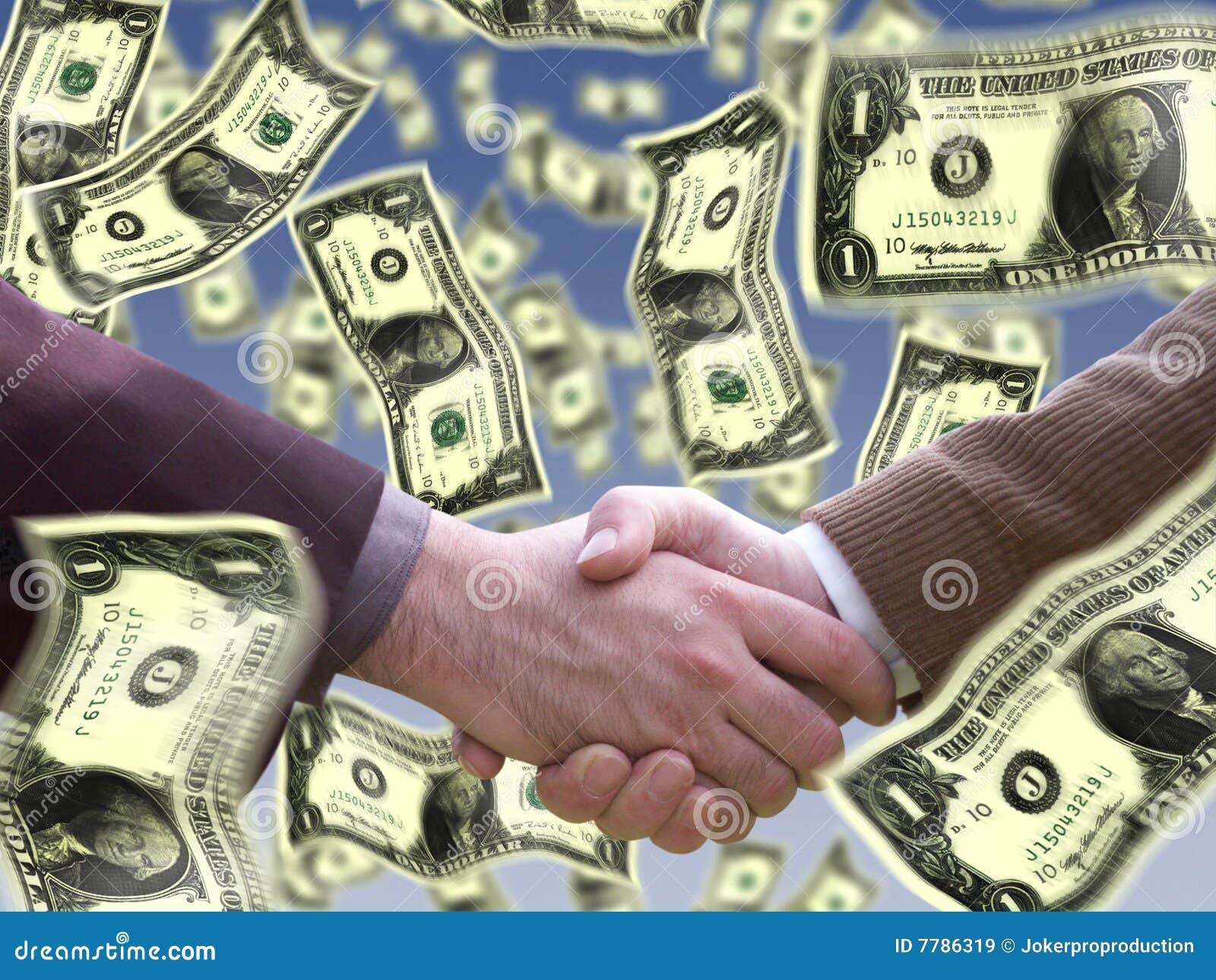 Handshake with Dollar Around Stock Image - Image of idea, success: 7786319