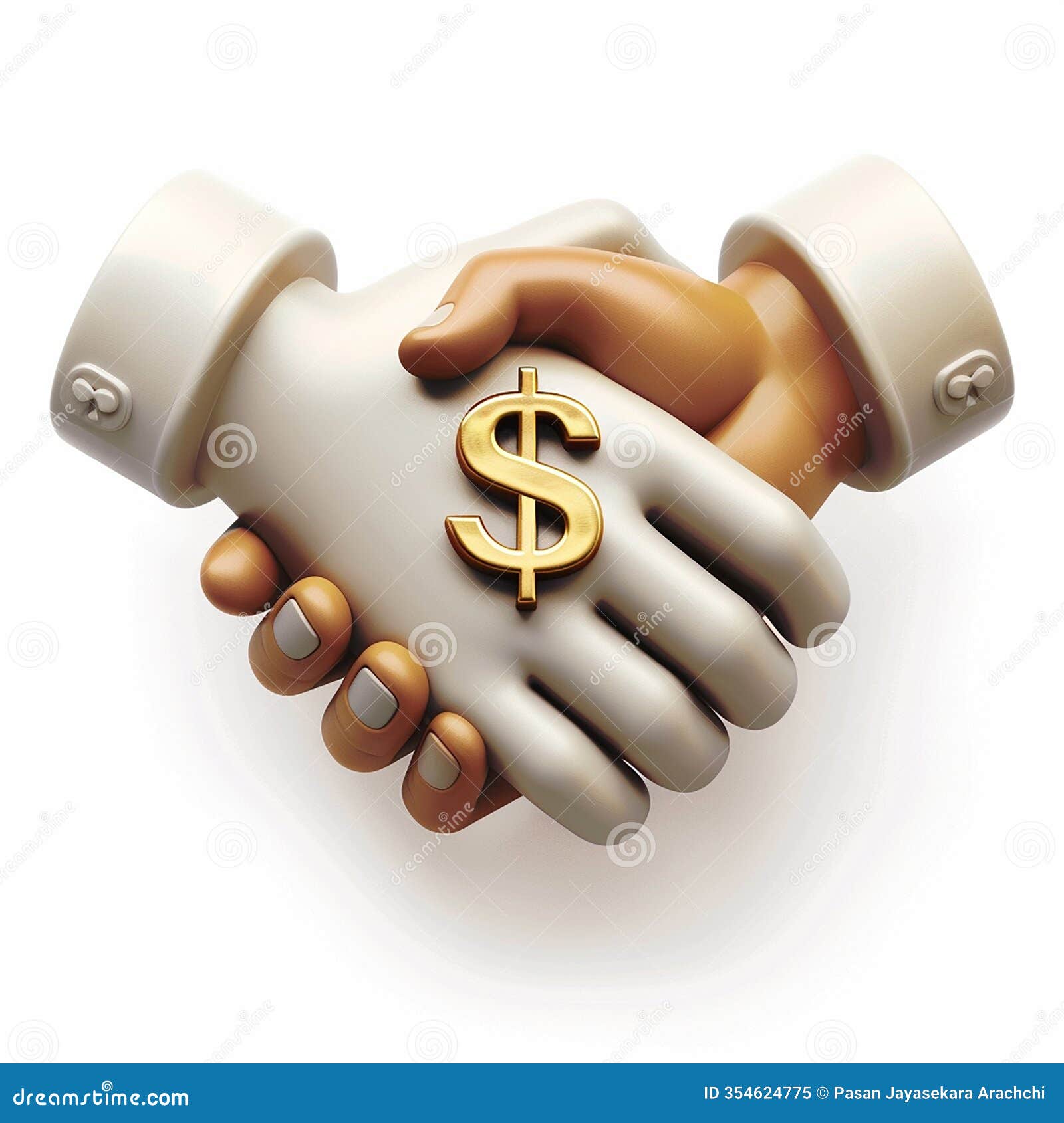 Handshake with Dollar Sign on White Background Stock Illustration ...