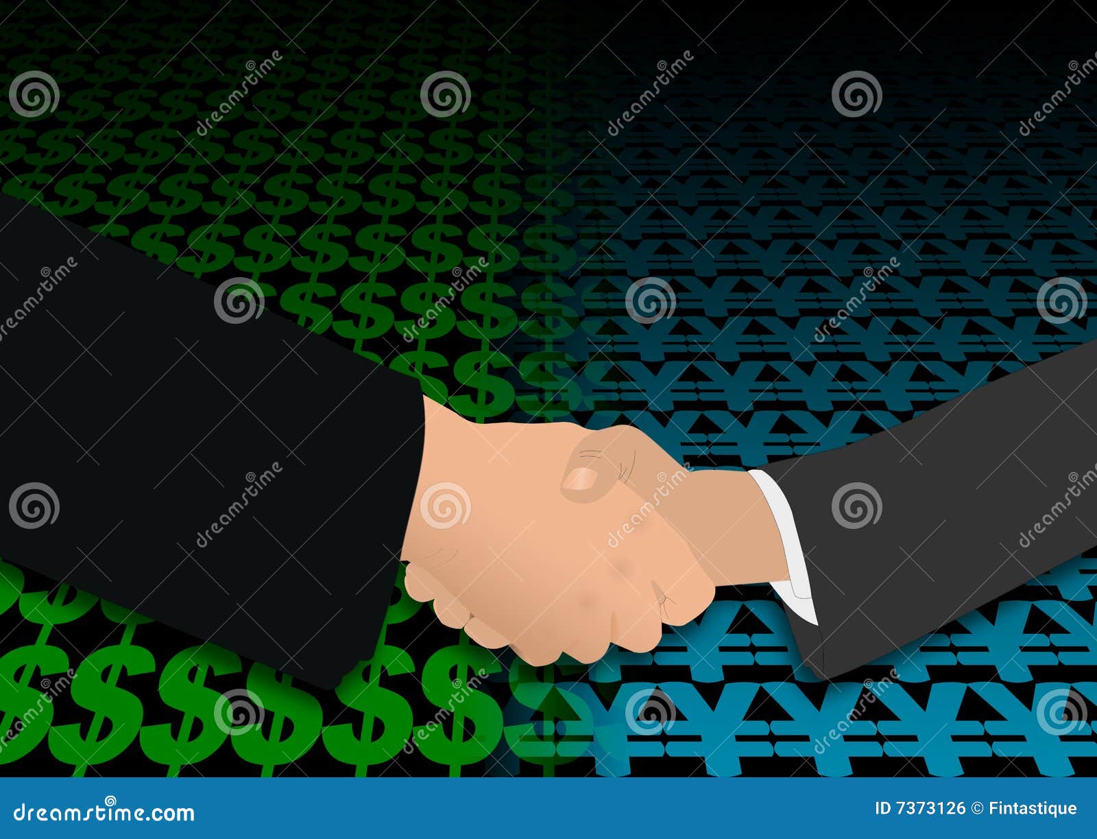 Handshake on Dollar and Yen Stock Illustration - Illustration of suit ...