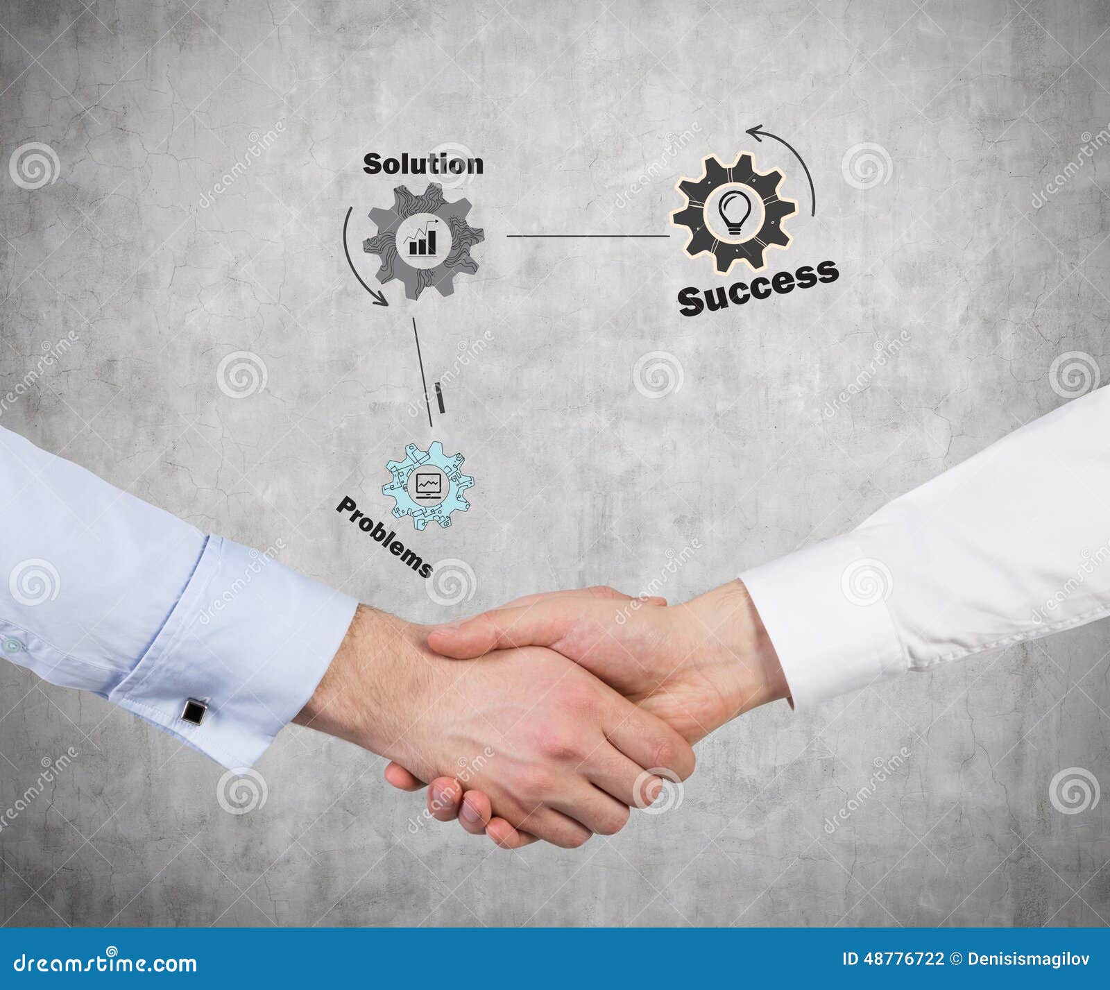 Handshake with Drawing Gears Stock Photo - Image of drawing, teamwork ...