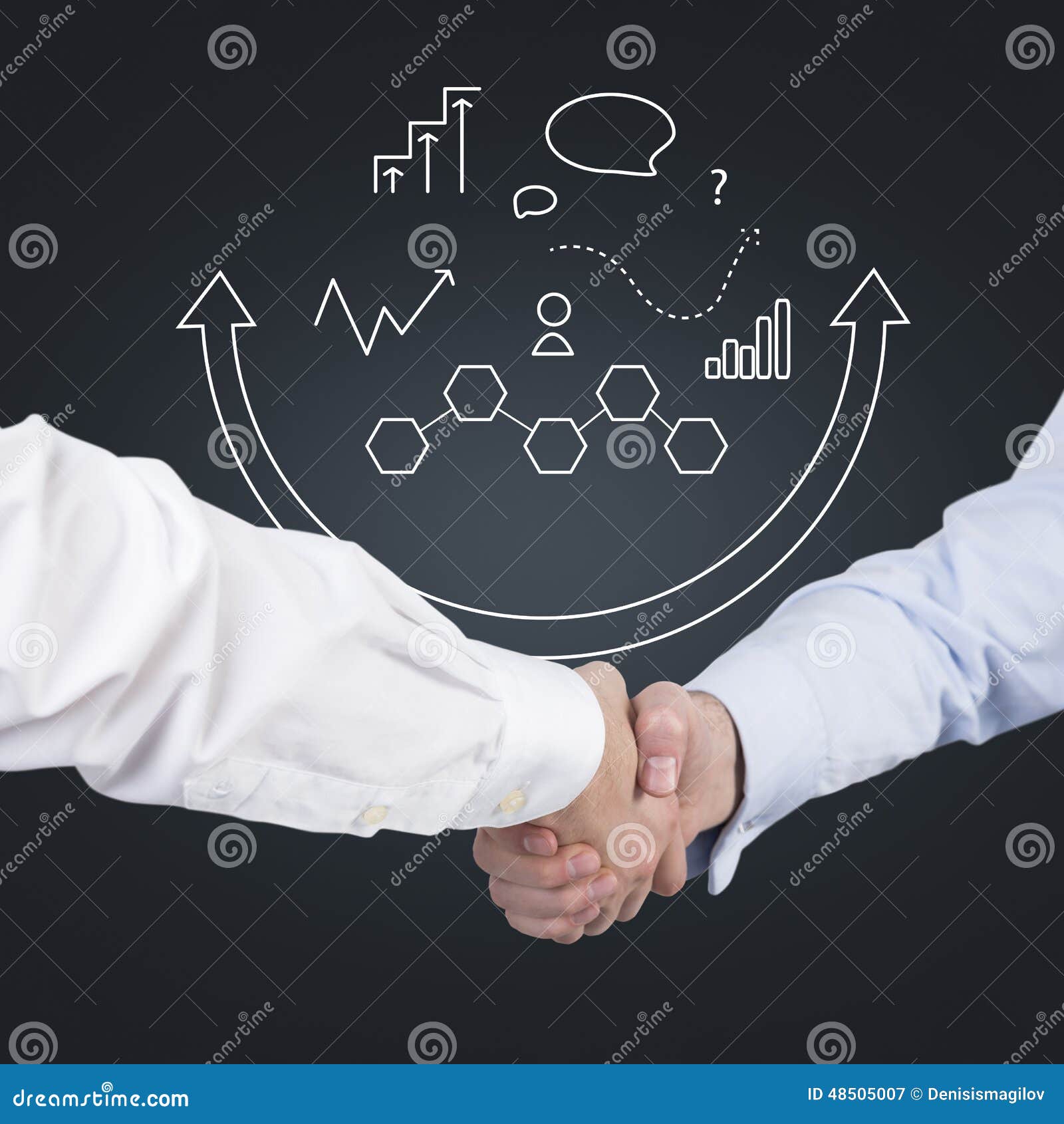 Handshake with Drawing Scheme Stock Image - Image of graphic ...
