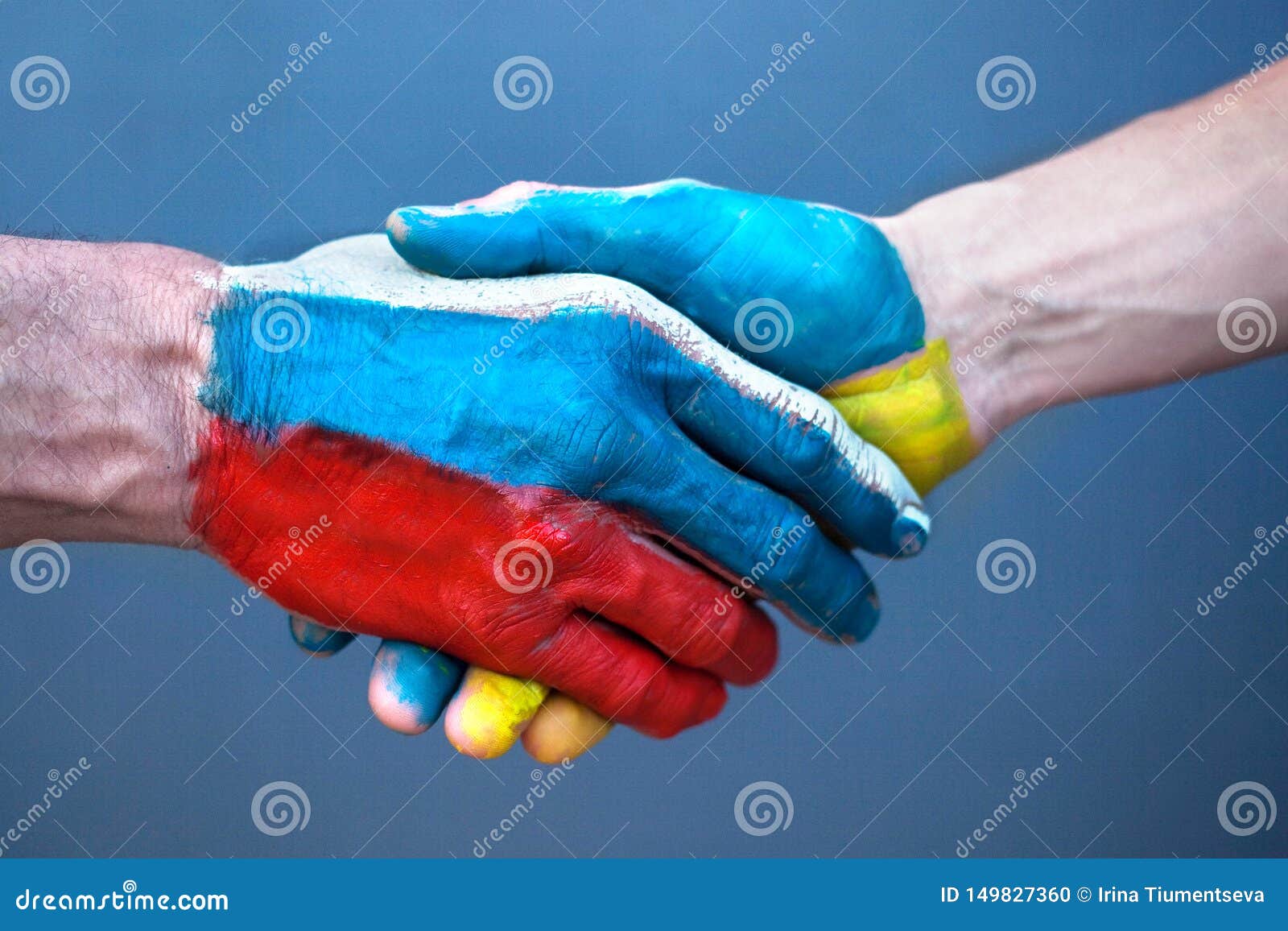 Handshake with the Drawing of the Ukrainian and Russian Stock Photo ...