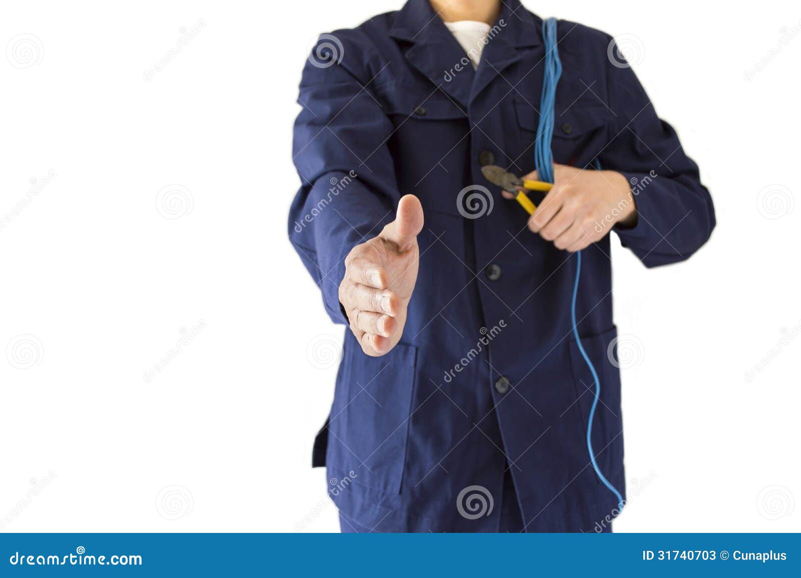 Handshake electrician stock image. Image of deal, hired - 31740703