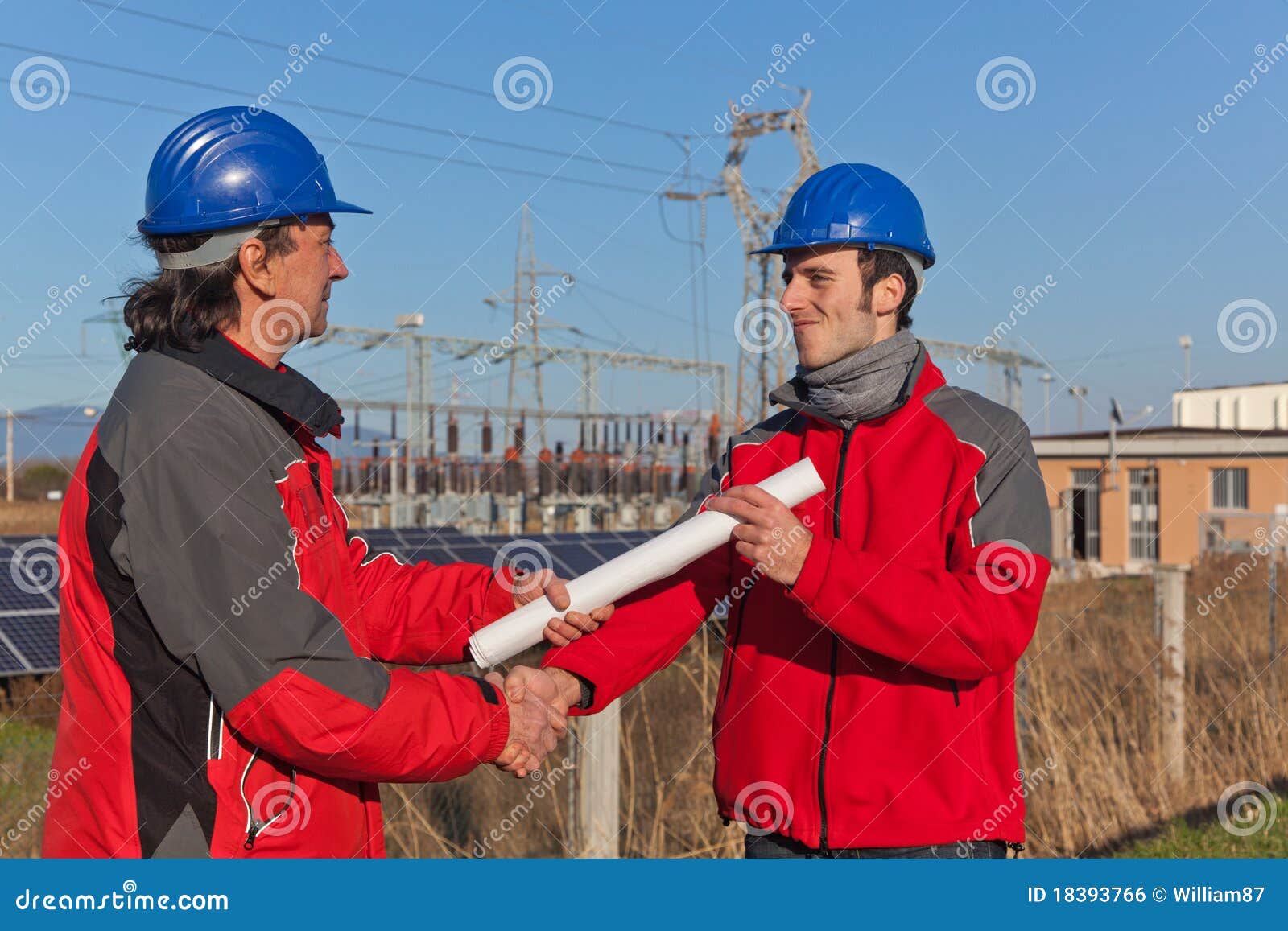 Handshake between Engineers Stock Photo - Image of document, future ...