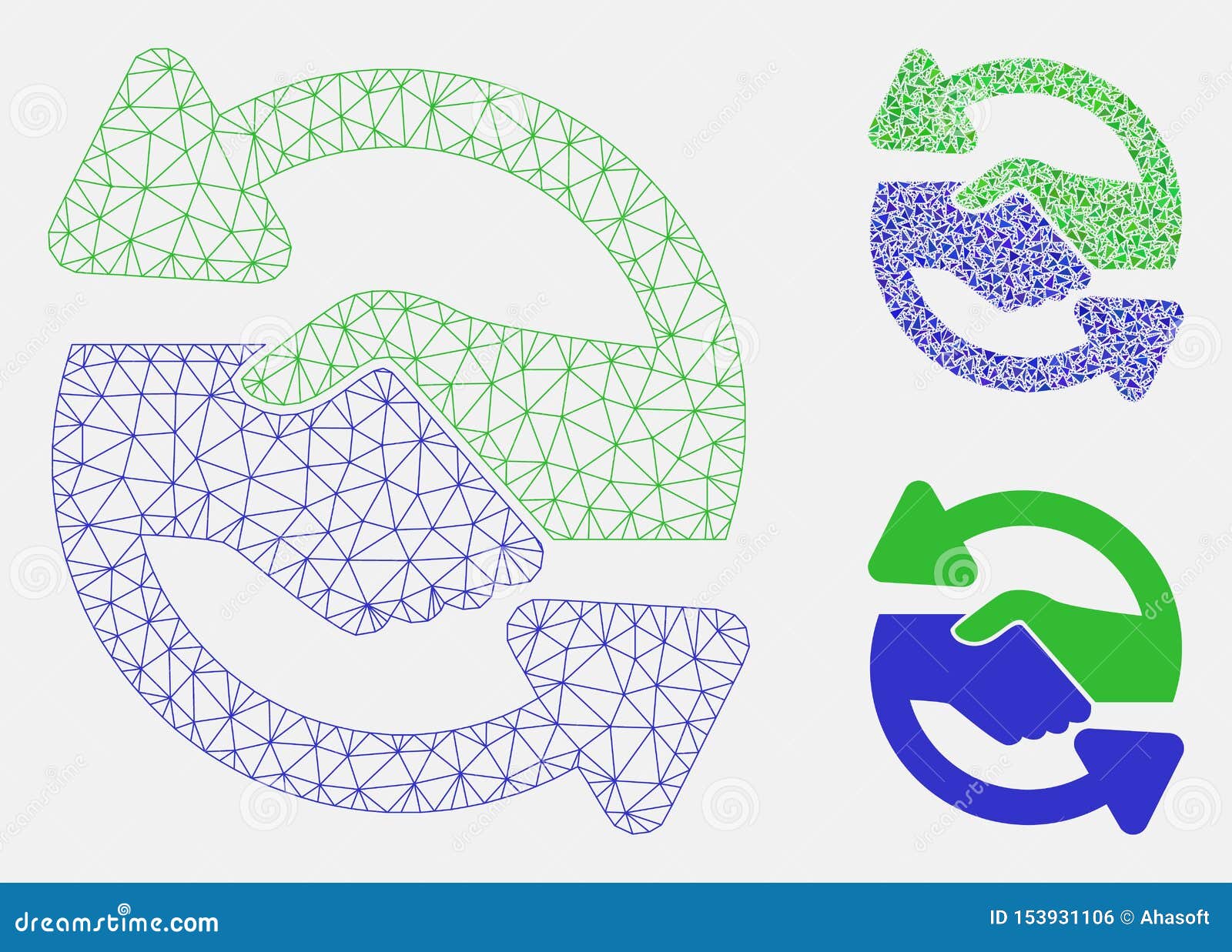 Handshake Exchange Arrows Vector Mesh Carcass Model and Triangle Mosaic ...