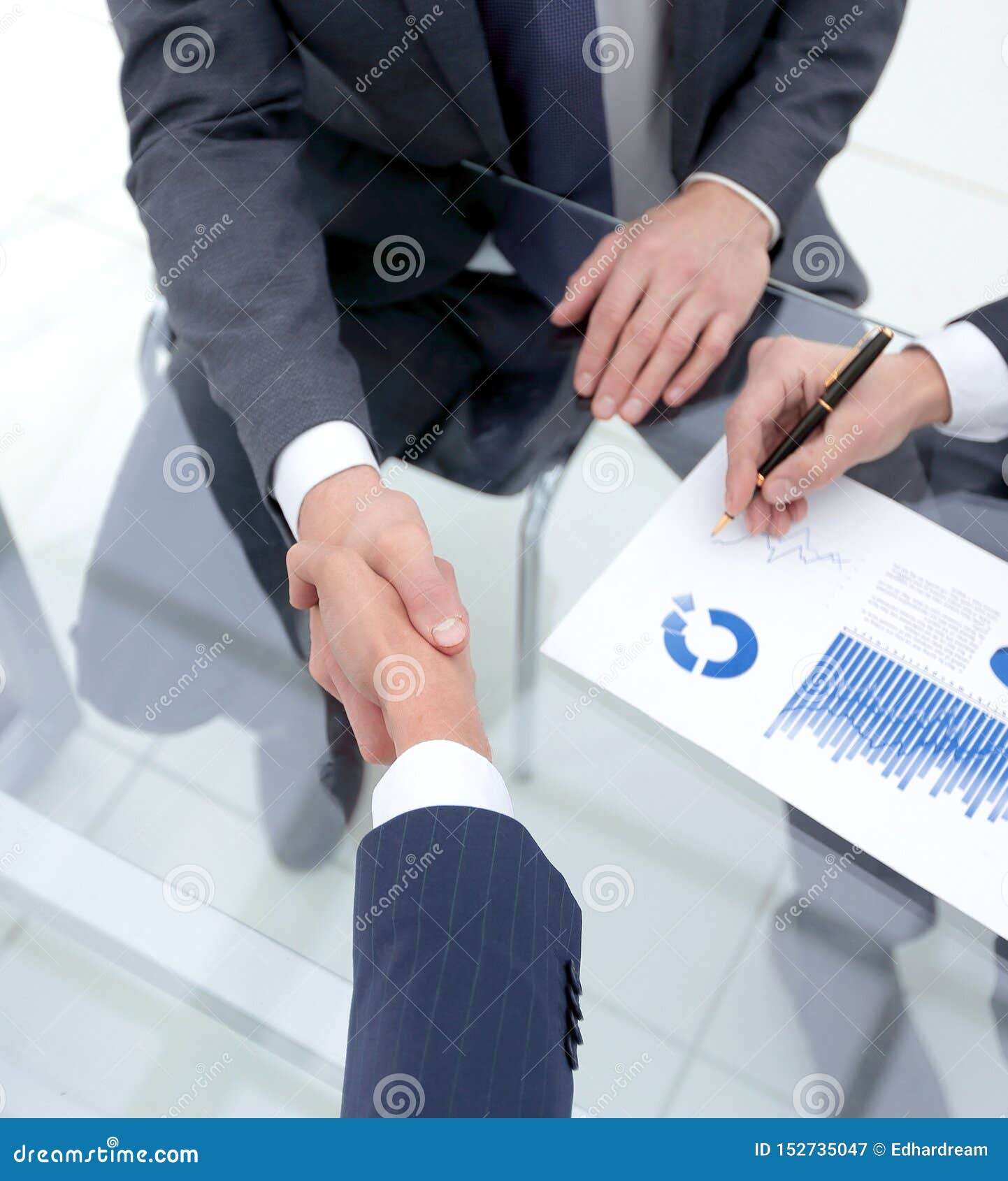 Handshake of Financial Partners at the Desk Stock Image - Image of ...