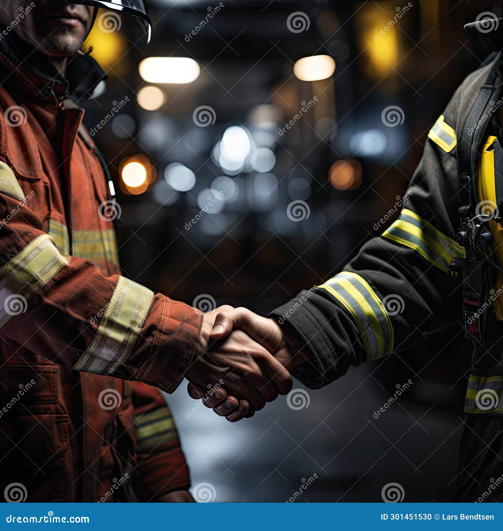 Handshake between Firefighter and Paramedic - AI Generated Stock ...