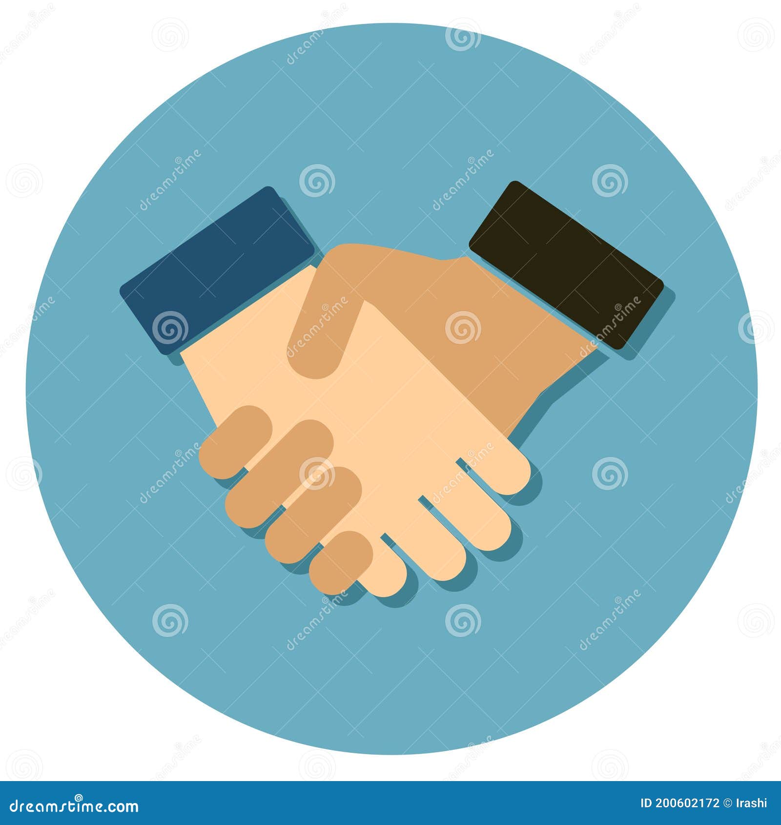 Handshake Flat Line Design Icon Onyellow, Blue And Pink Background ...